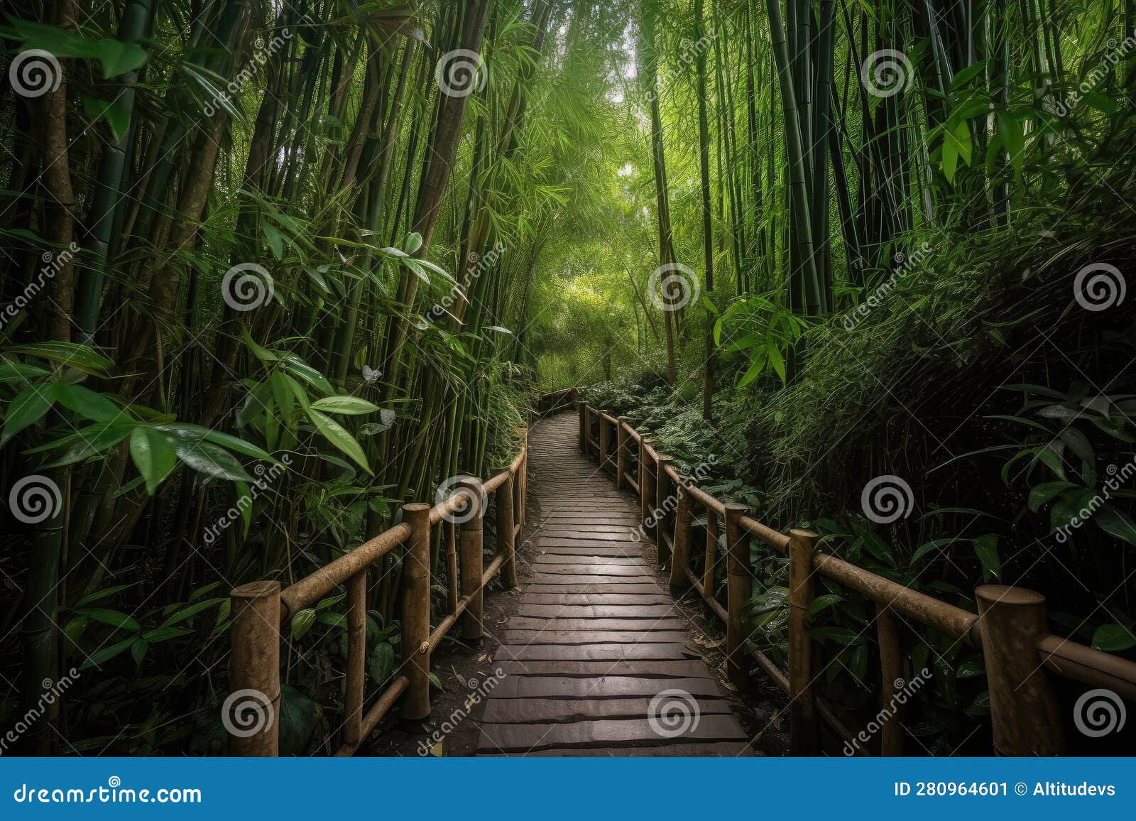 Bamboo Pathway Surrounded by Lush Greenery and Bamboo Stock ...