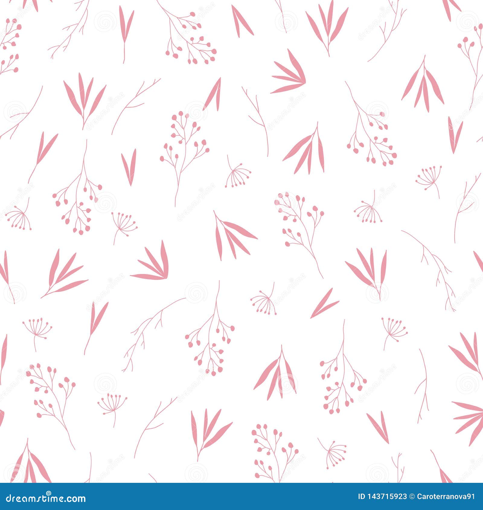 Delicate Pink Fall Autumn Leaves Seamless Pattern Stock Illustration ...