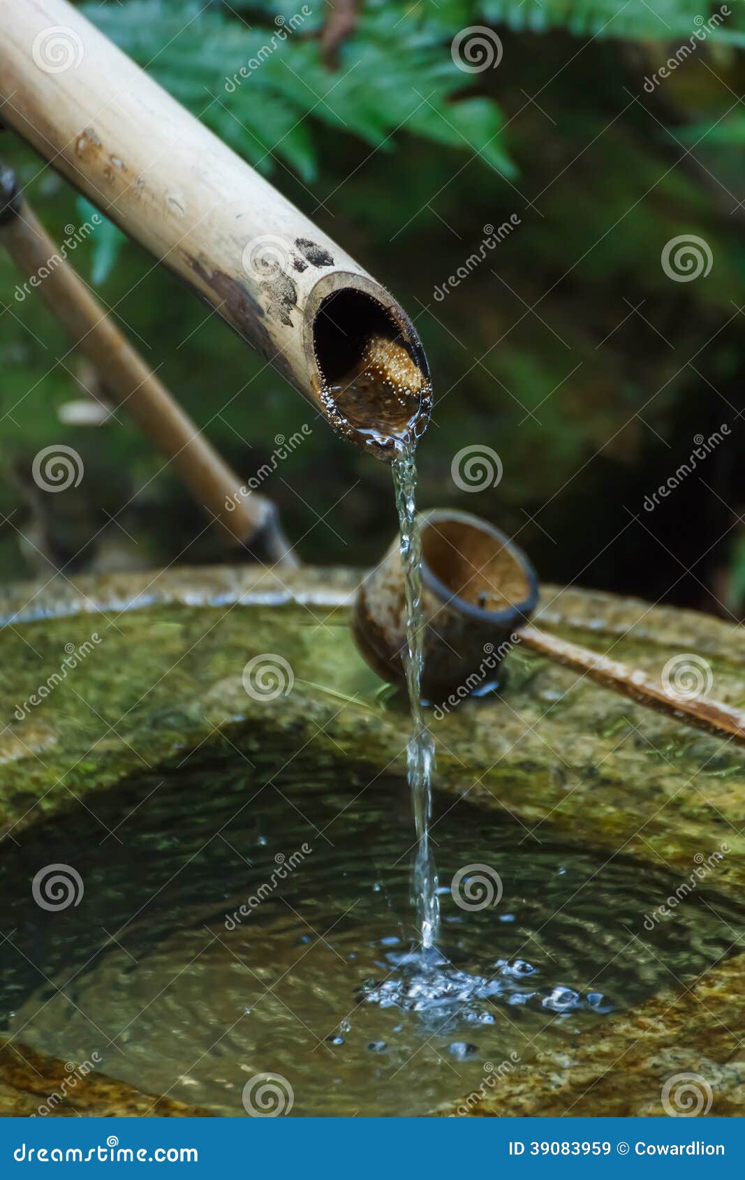 Bamboo Pipe with Water Dipper Stock Image - Image of wood, japanese ...