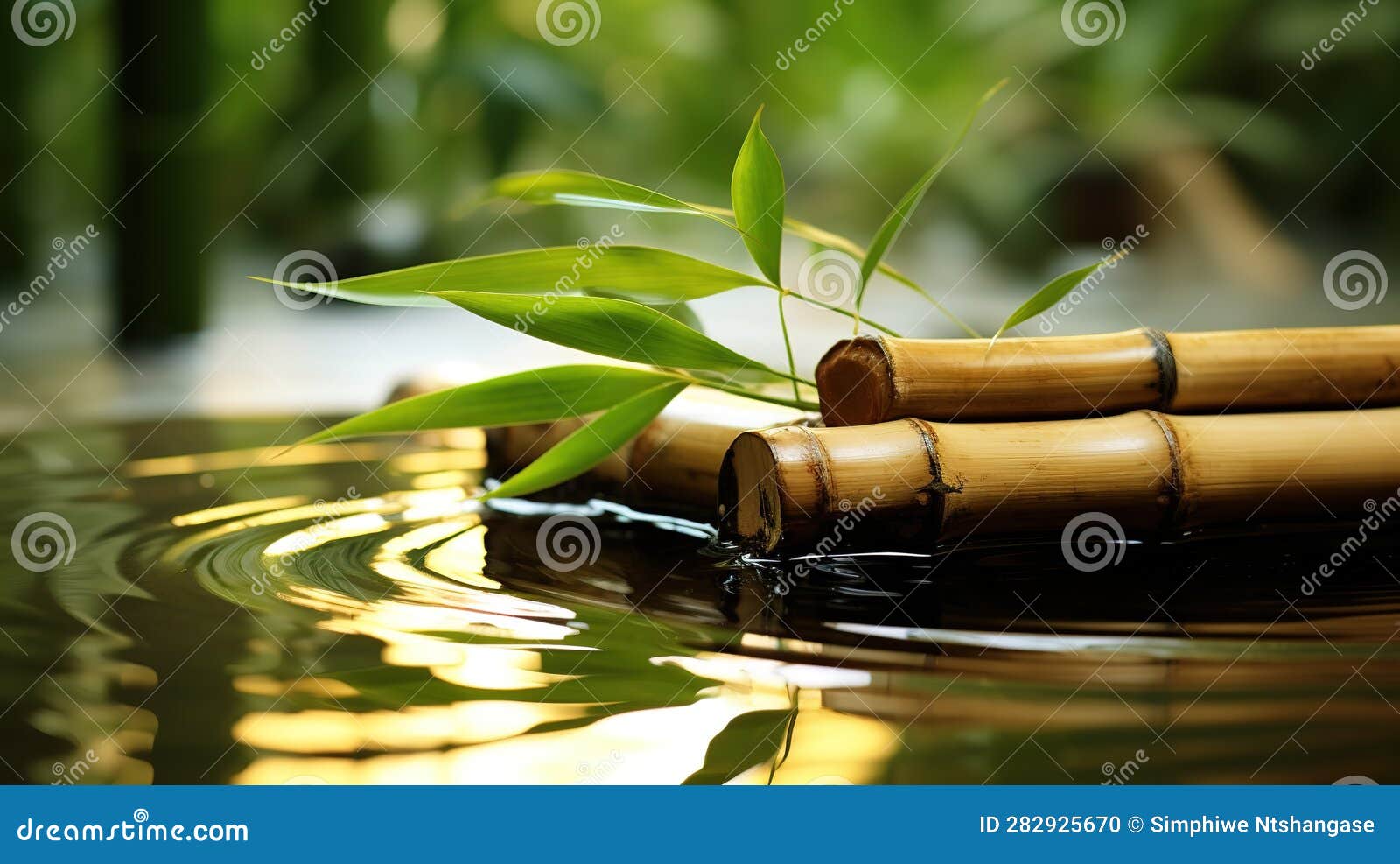 A Bamboo Plant with Moving Water Stock Photo - Image of branch ...