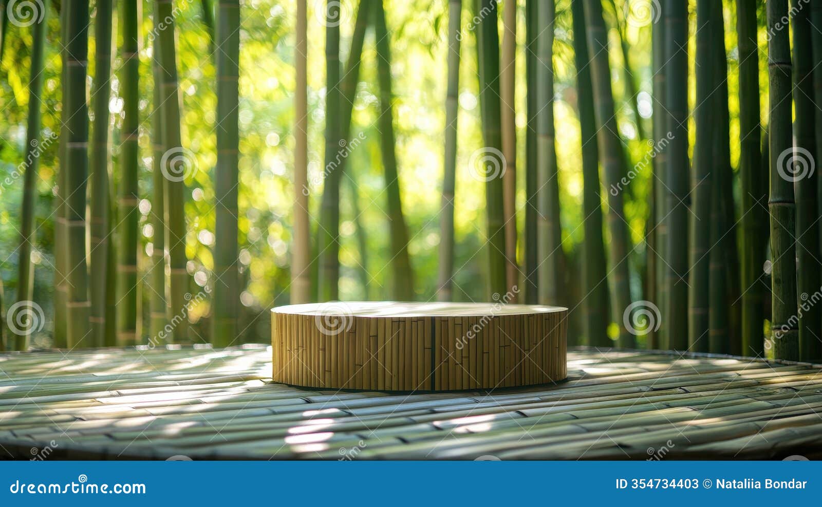 Bamboo Platform in Serene Forest Backdrop Ideal for Zen Concepts Stock ...