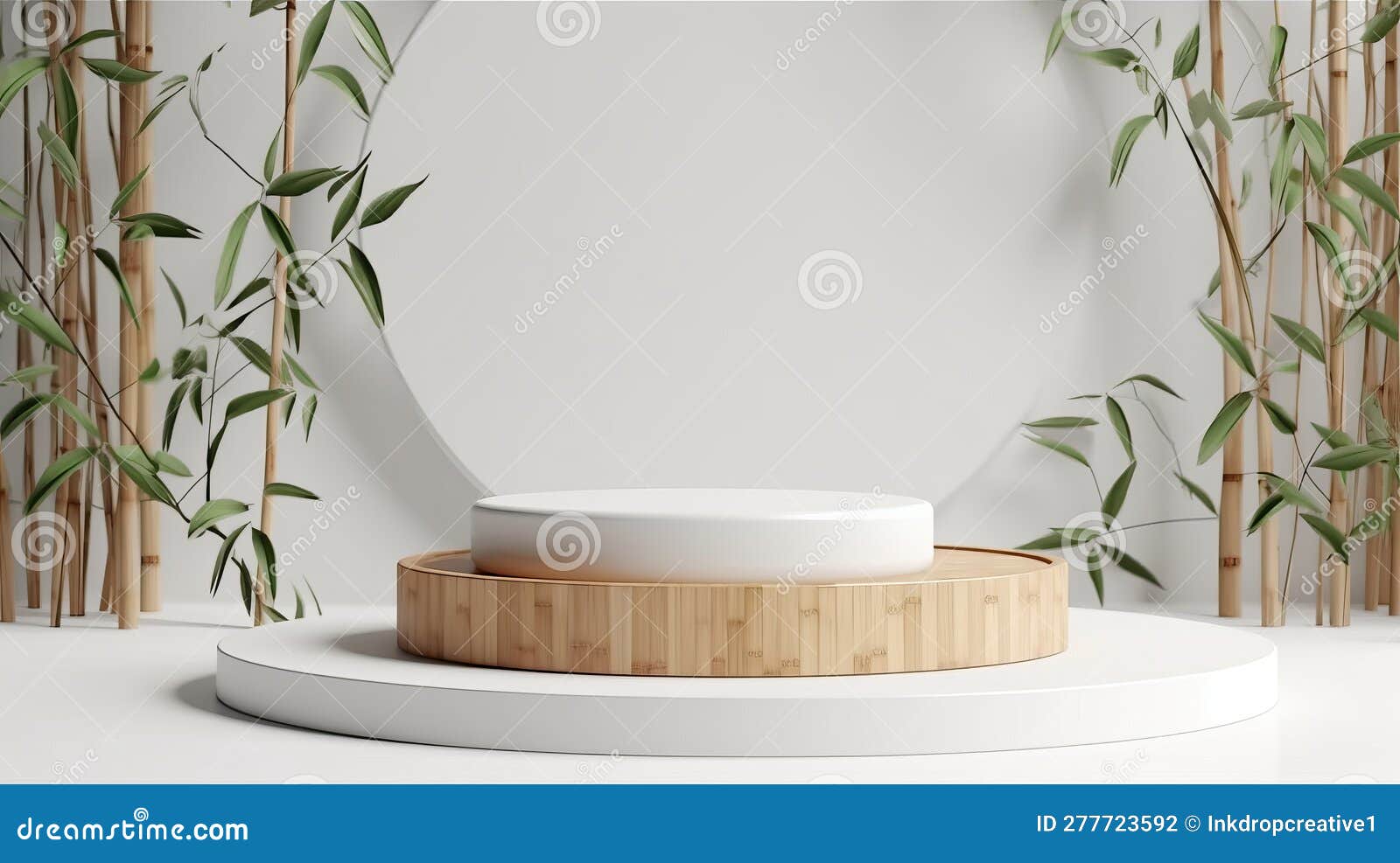 Bamboo Product Display Podium for Natural Product. Empty Scene with ...