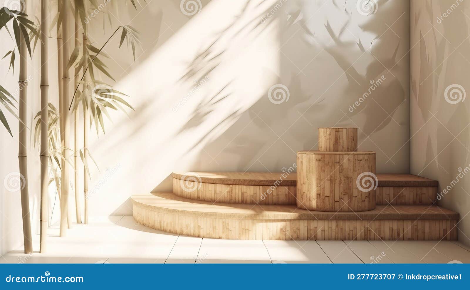 Bamboo Product Display Podium for Natural Product. Empty Scene with ...