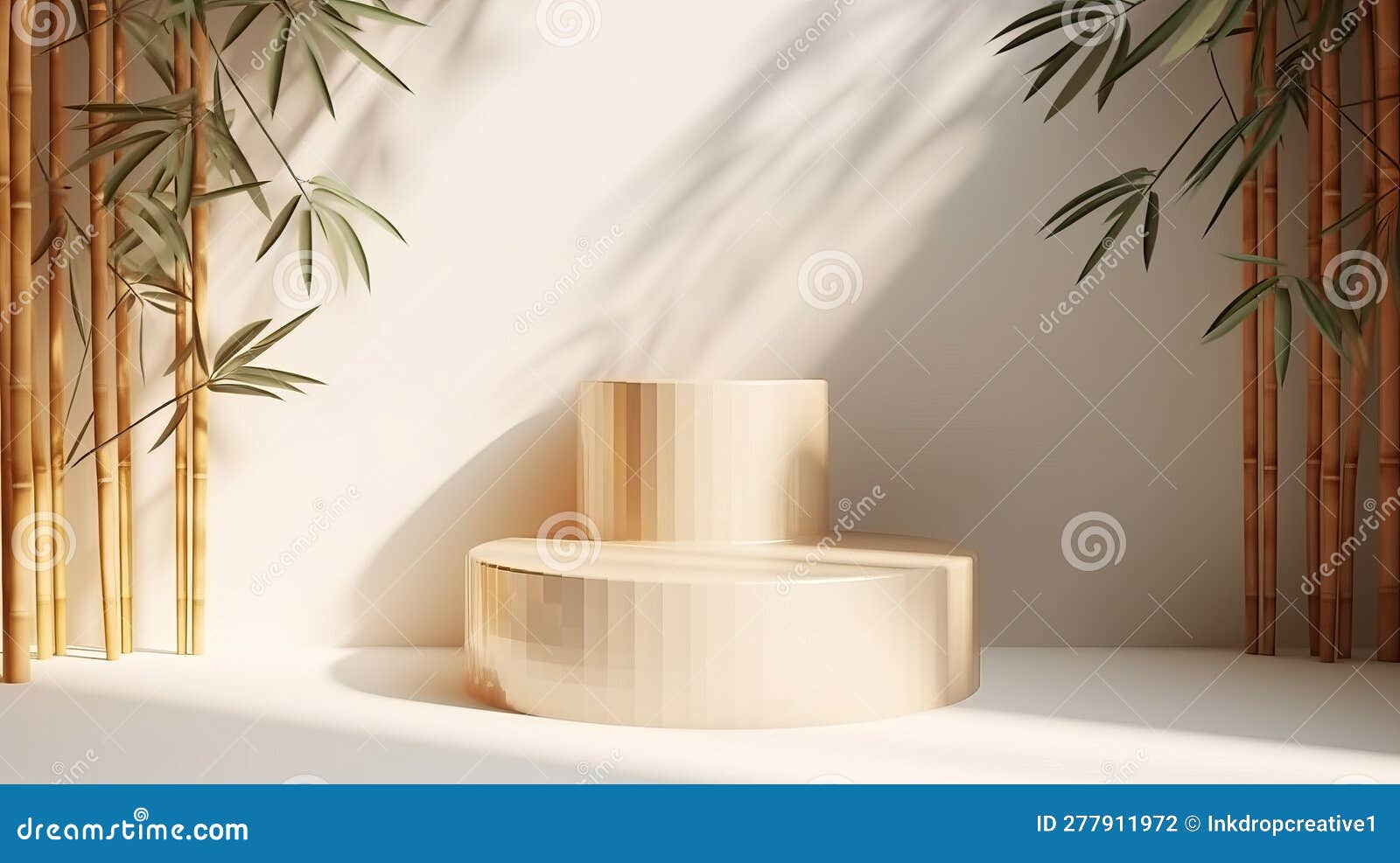 Bamboo Product Display Podium for Natural Product. Empty Scene with ...