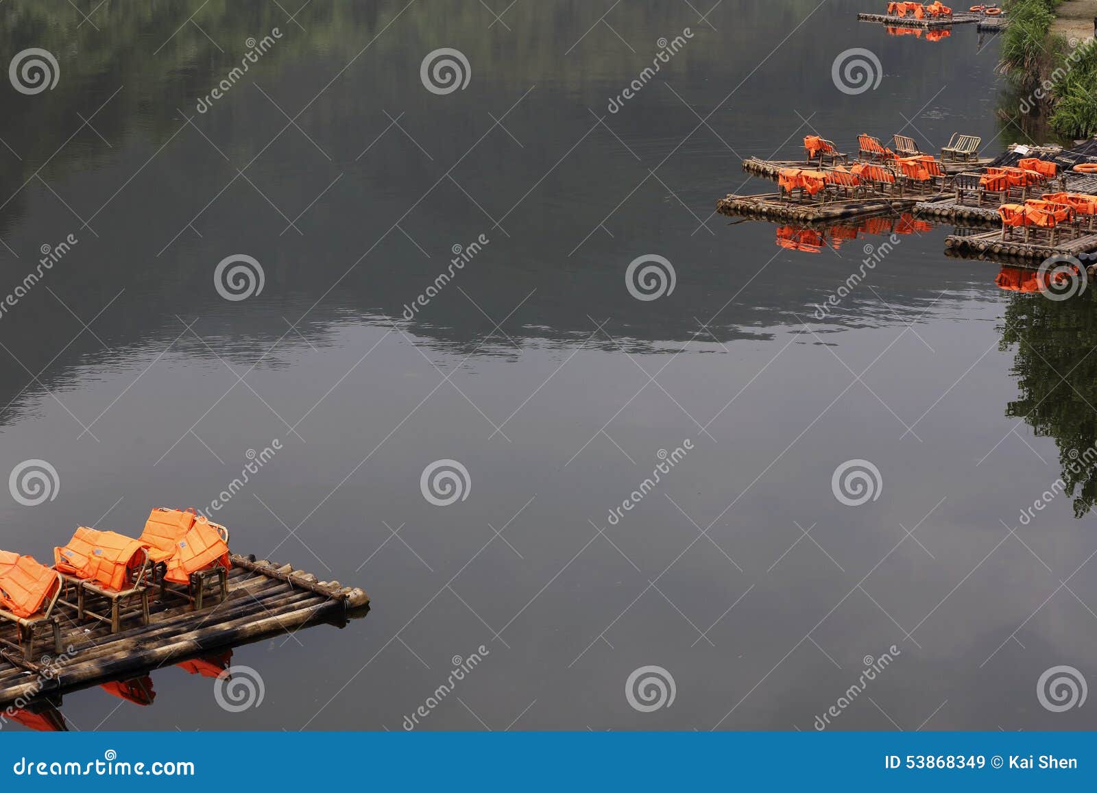 Bamboo raft in the creek stock image. Image of nostalgic - 53868349