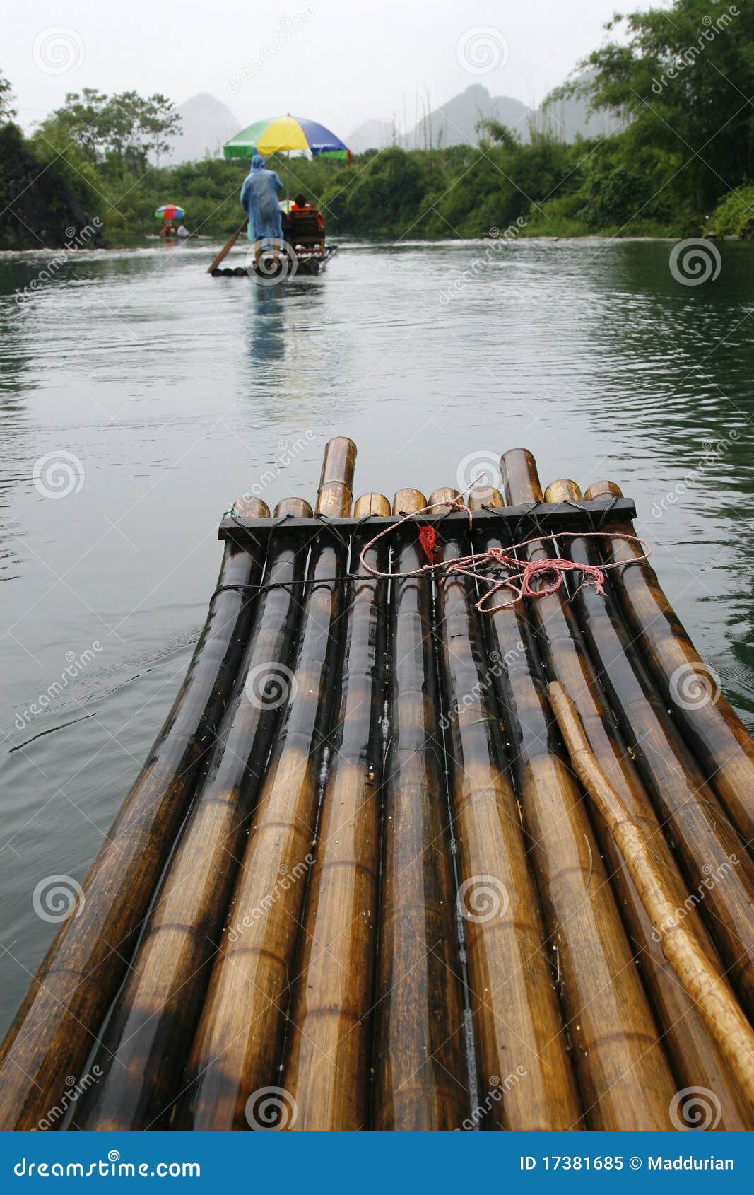 Bamboo Raft Excursion Along Li River Stock Image - Image of bamboo ...
