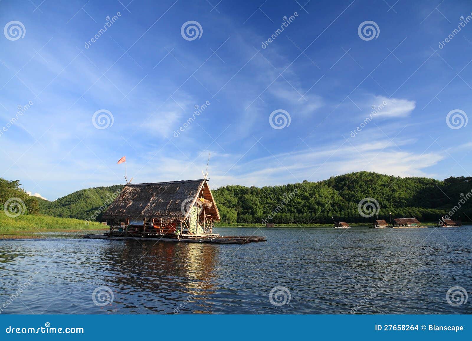 Bamboo Raft Floating on the River Stock Photo - Image of plant, boat ...