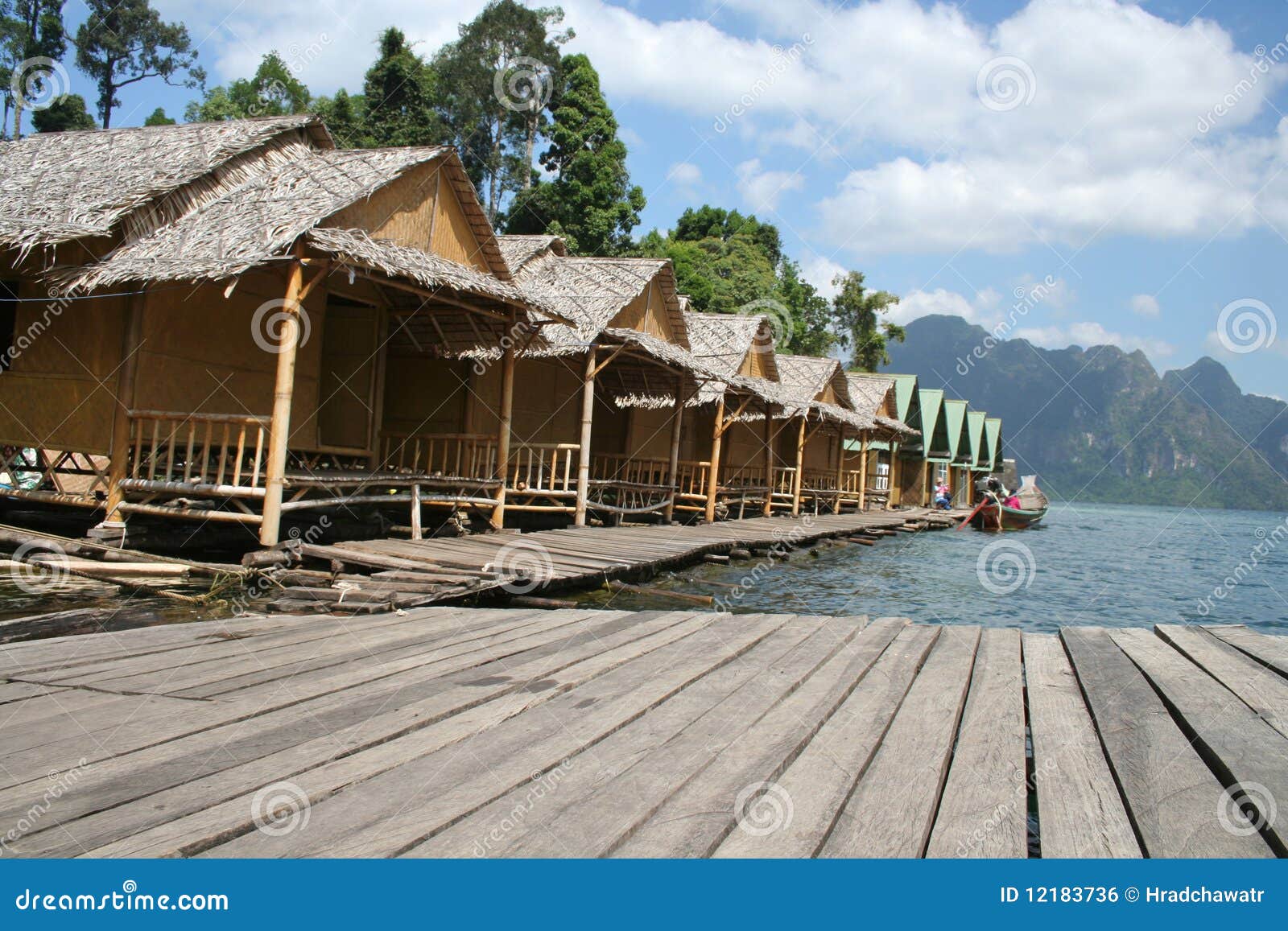 Bamboo Raft Houses in the Barrage Stock Photo - Image of water, river ...