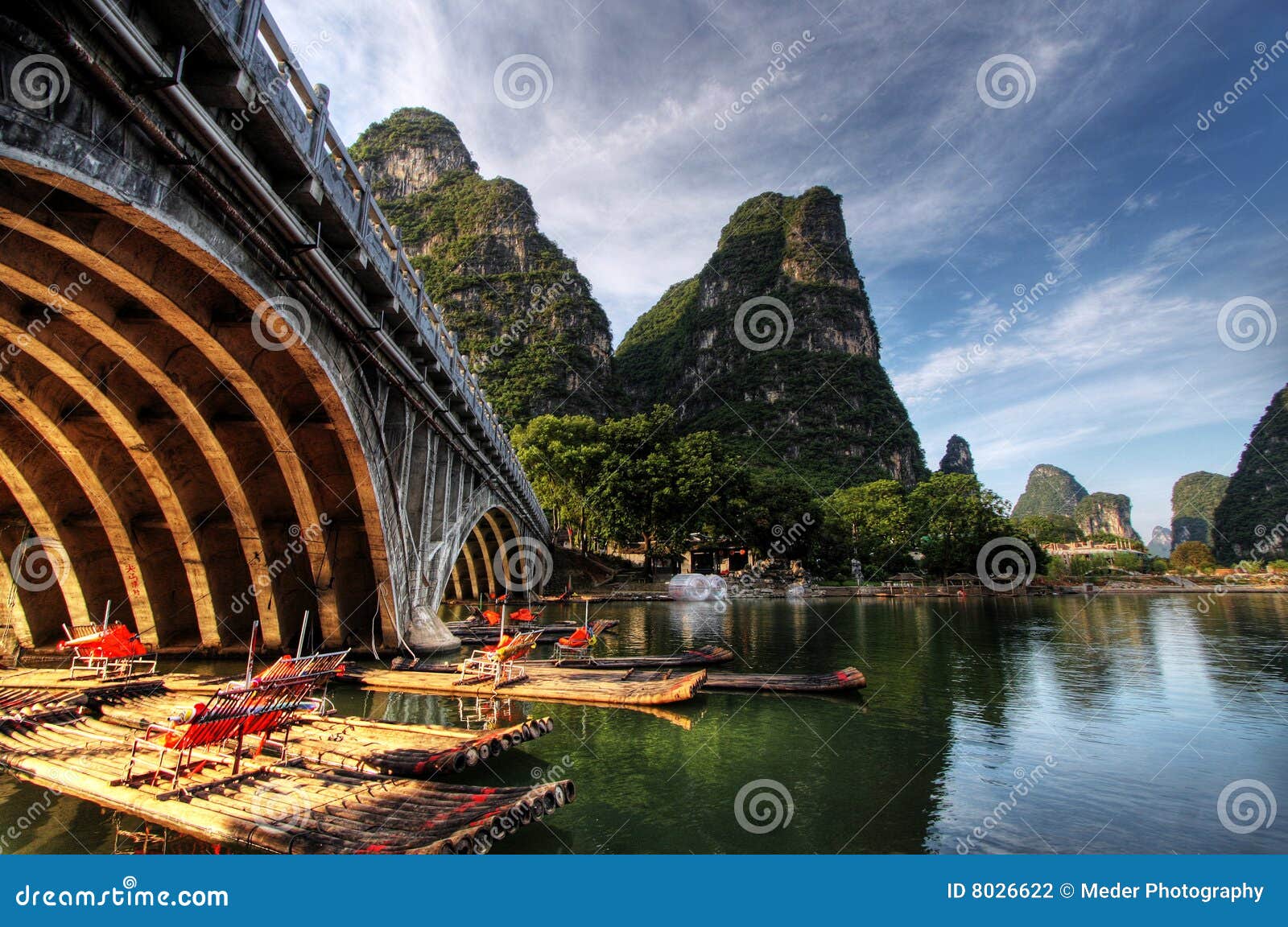 Bamboo Raft on the Li River Stock Photo - Image of peak, nature: 8026622