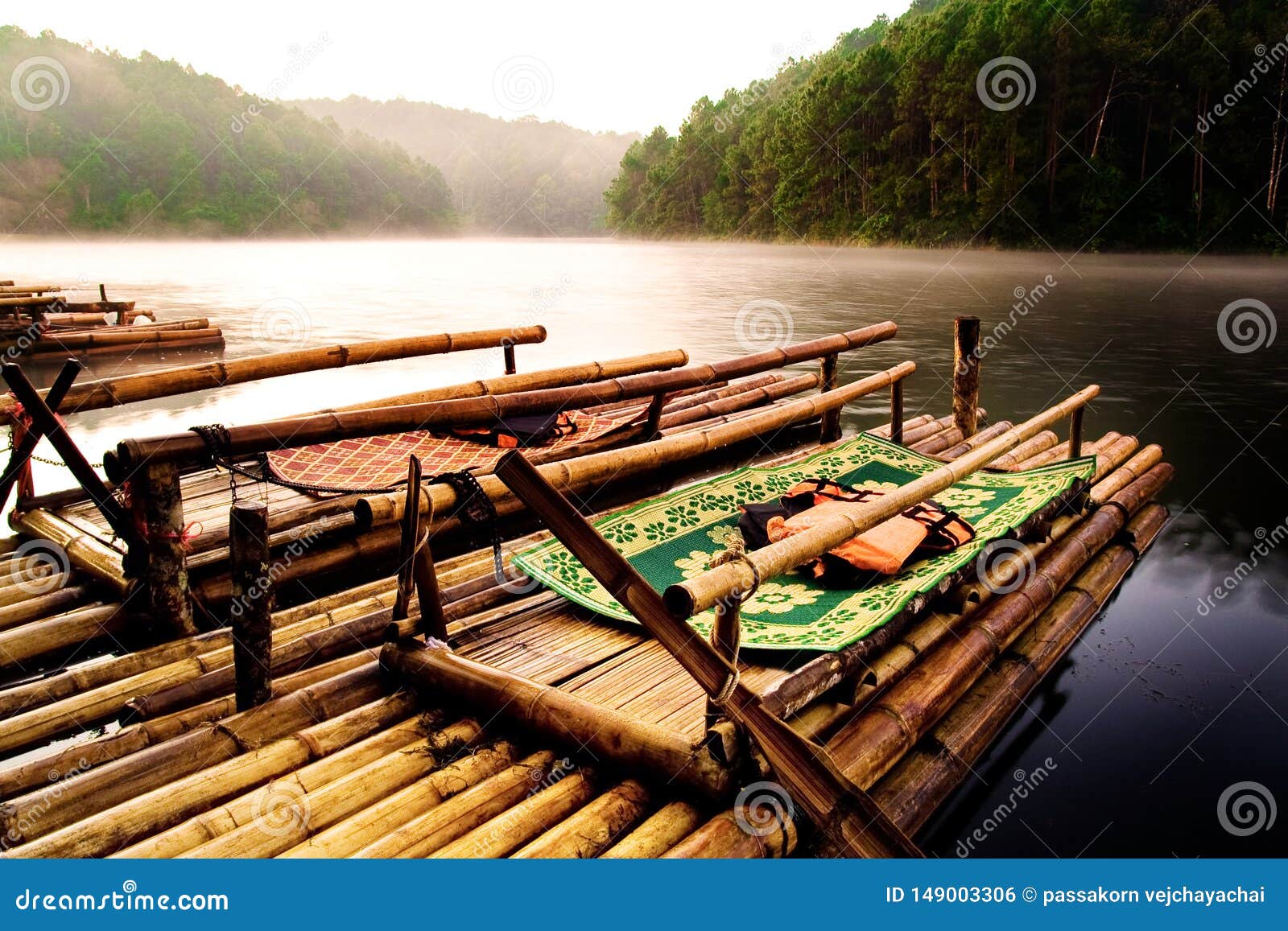 Bamboo Raft for Rent To Tourists Stock Photo - Image of landscape, asia ...