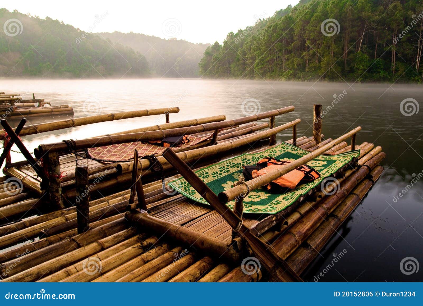 Bamboo Raft for Rent To Tourists Stock Photo - Image of holiday, raft ...