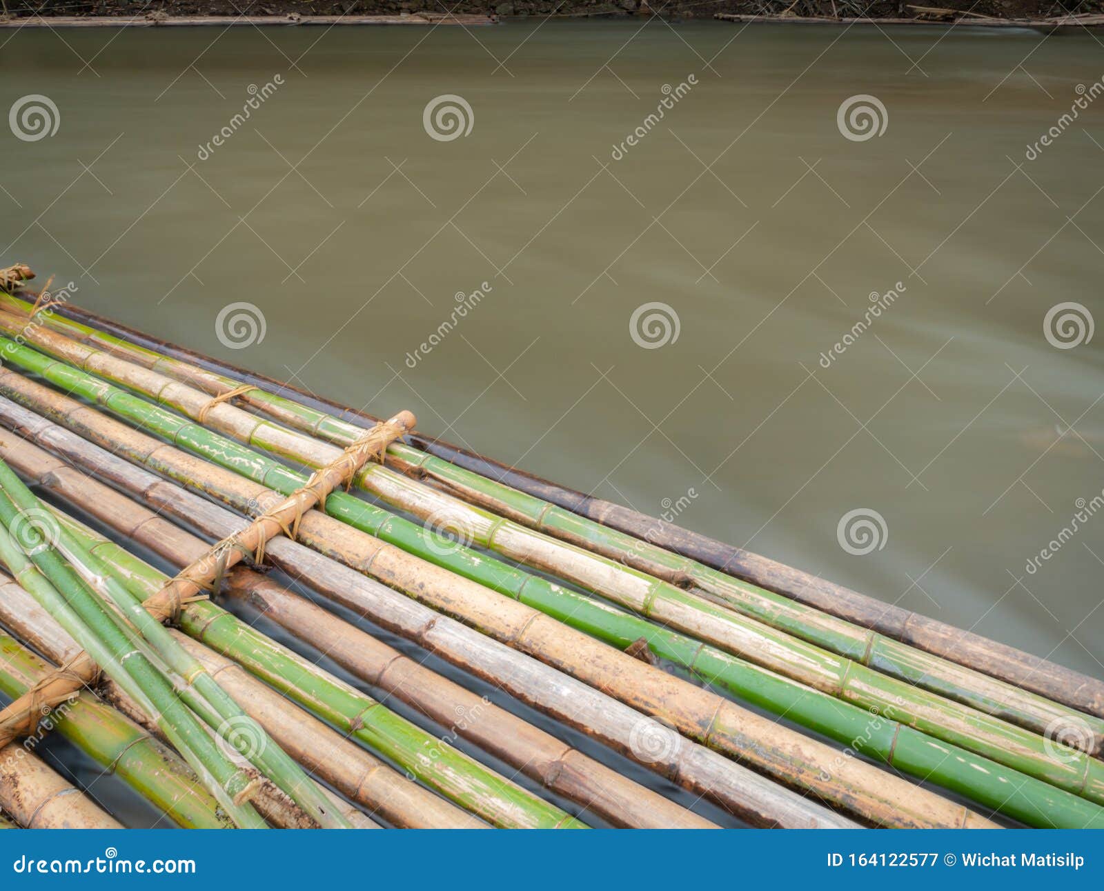 Bamboo Raft on the Stream Where the Water Flows Stock Image - Image of ...
