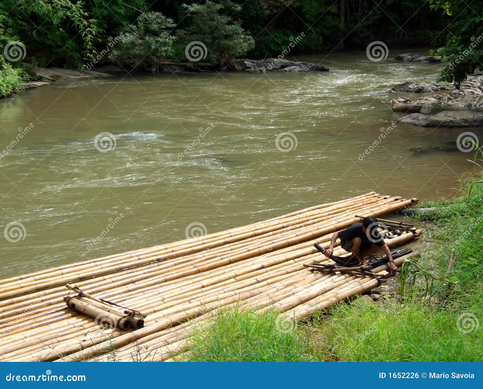 Bamboo rafting stock photo. Image of water, boat, thailand - 1652226