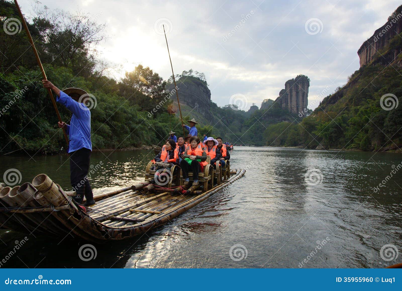 Bamboo Rafting in Wuyishan Mountains, China Editorial Image - Image of ...