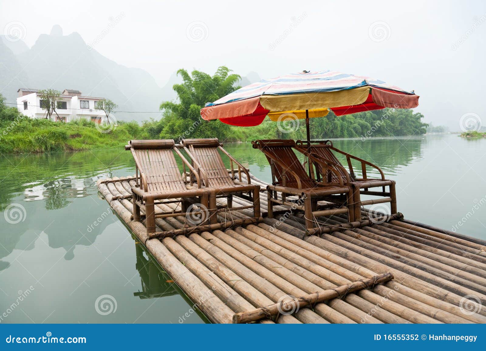 Bamboo rafts in Guilin stock photo. Image of hill, karst - 16555352