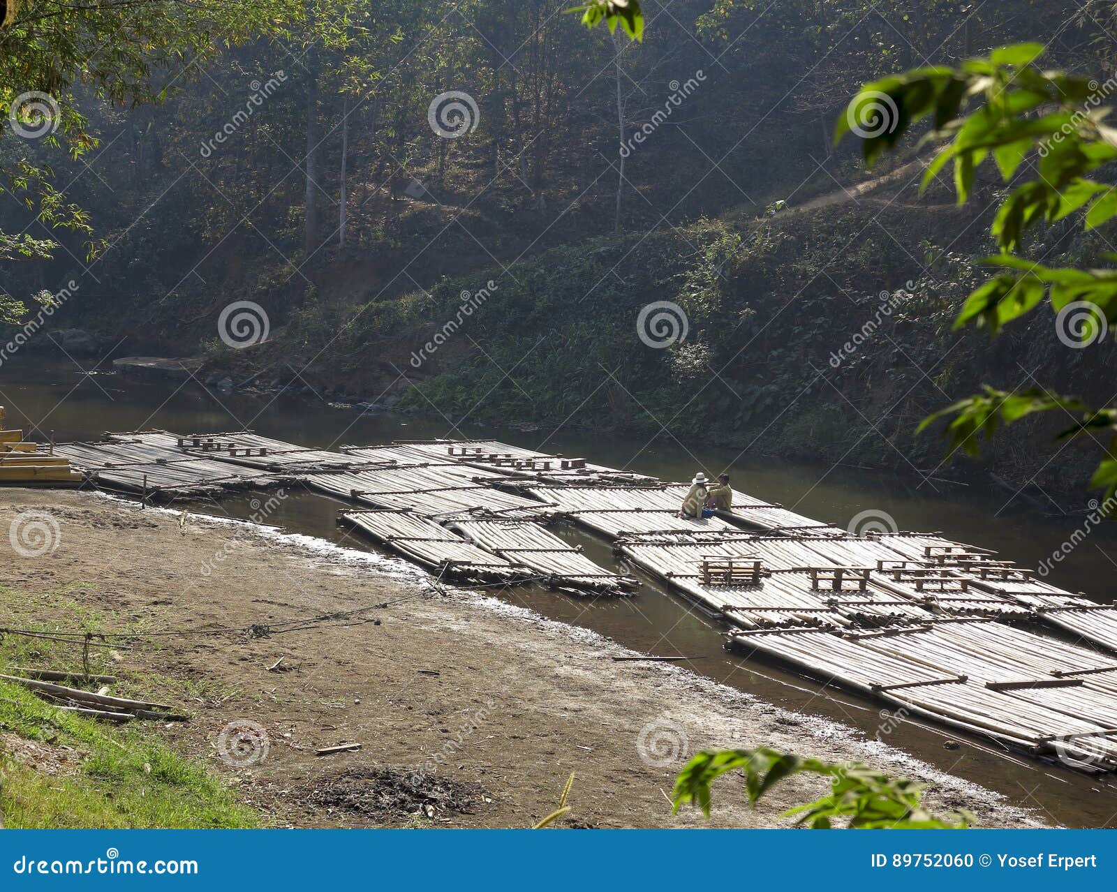 Bamboo rafts editorial image. Image of jungles, shore - 89752060