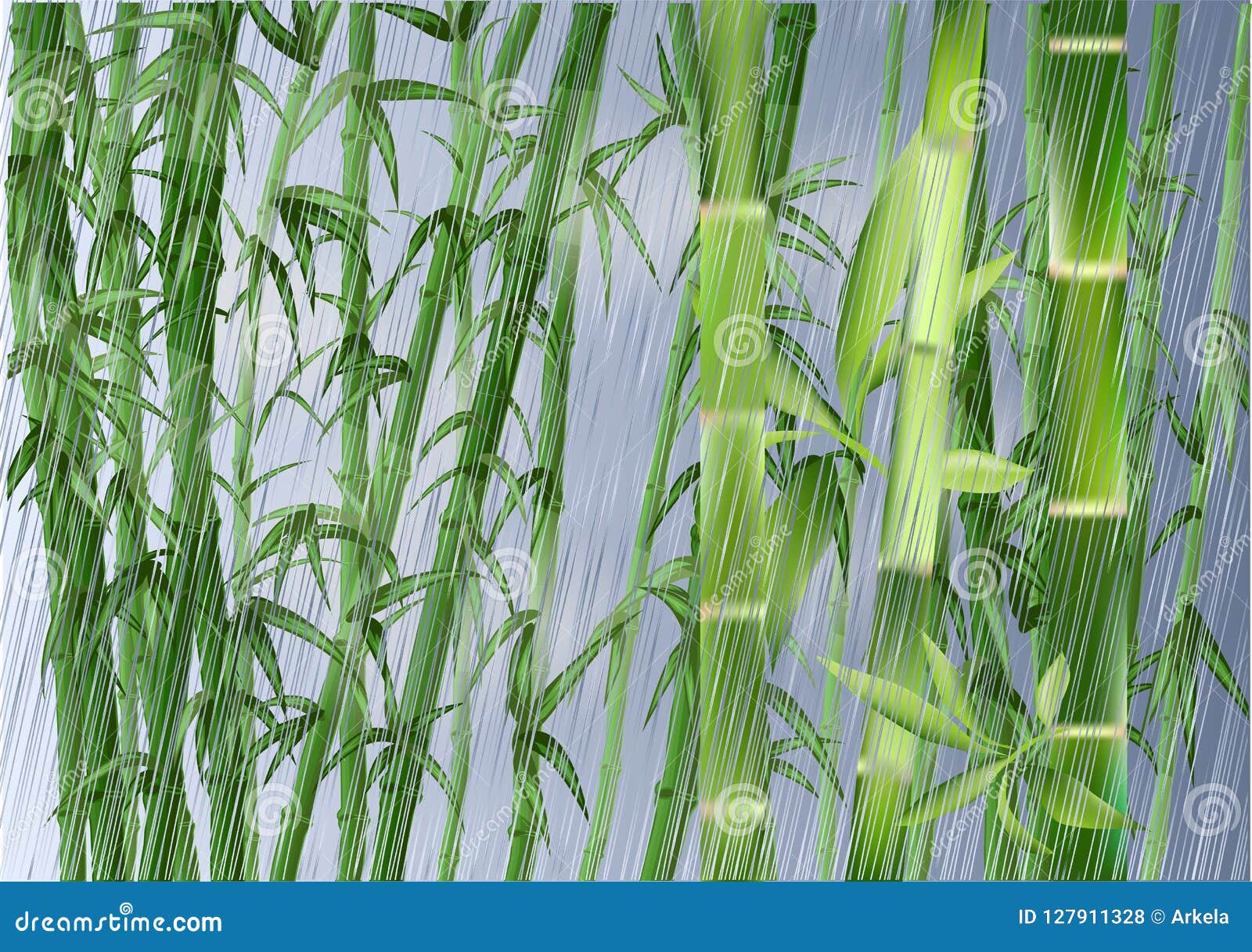 Bamboo and rain stock vector. Illustration of branch - 127911328