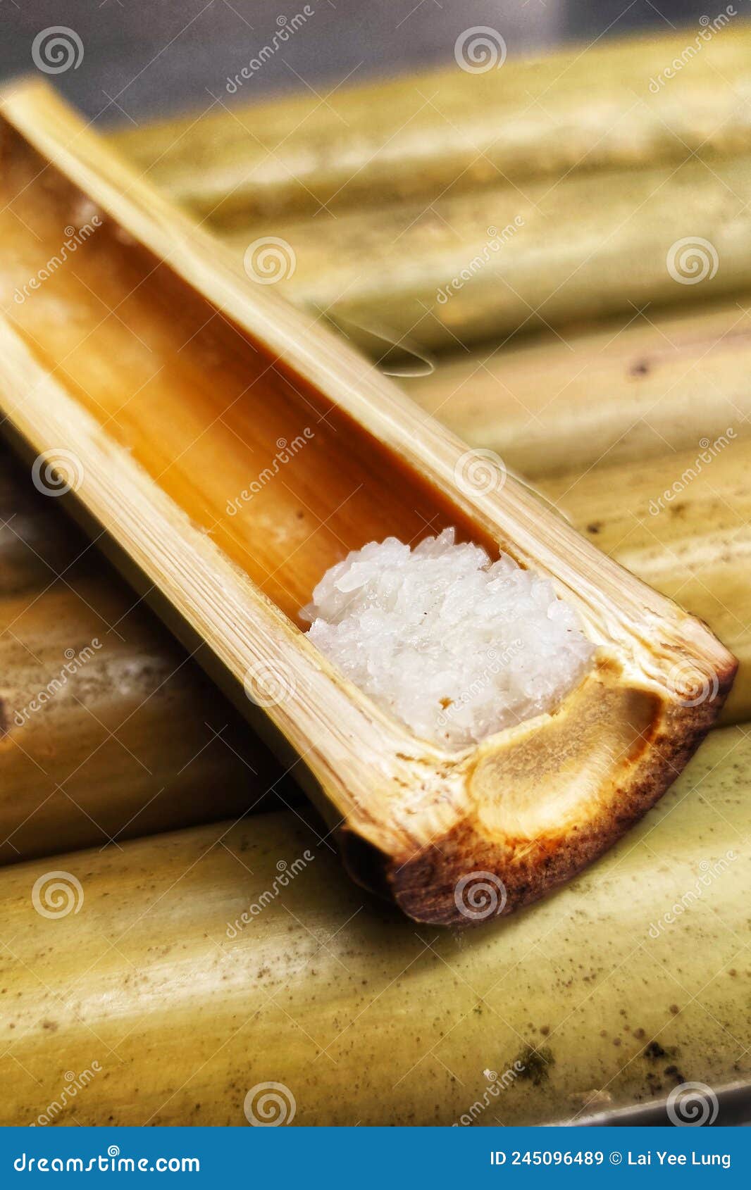 Bamboo rice on bamboo stock image. Image of baking, bamboo - 245096489