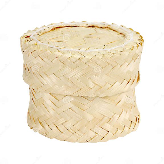Bamboo Rice Box Thai Style on White Stock Photo - Image of object, rice ...