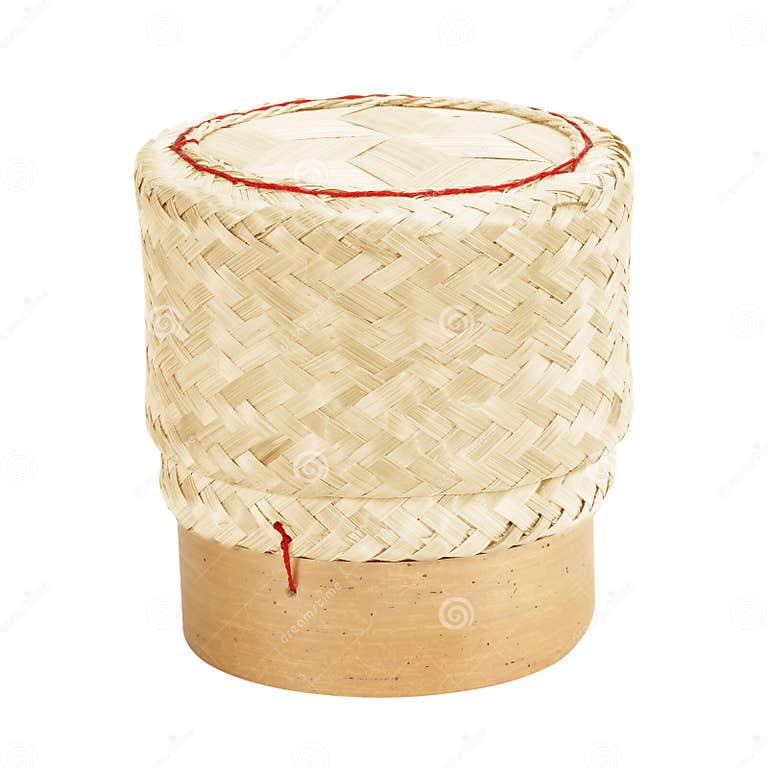 Bamboo Rice Box Thai Style on White Stock Photo - Image of craft, path ...