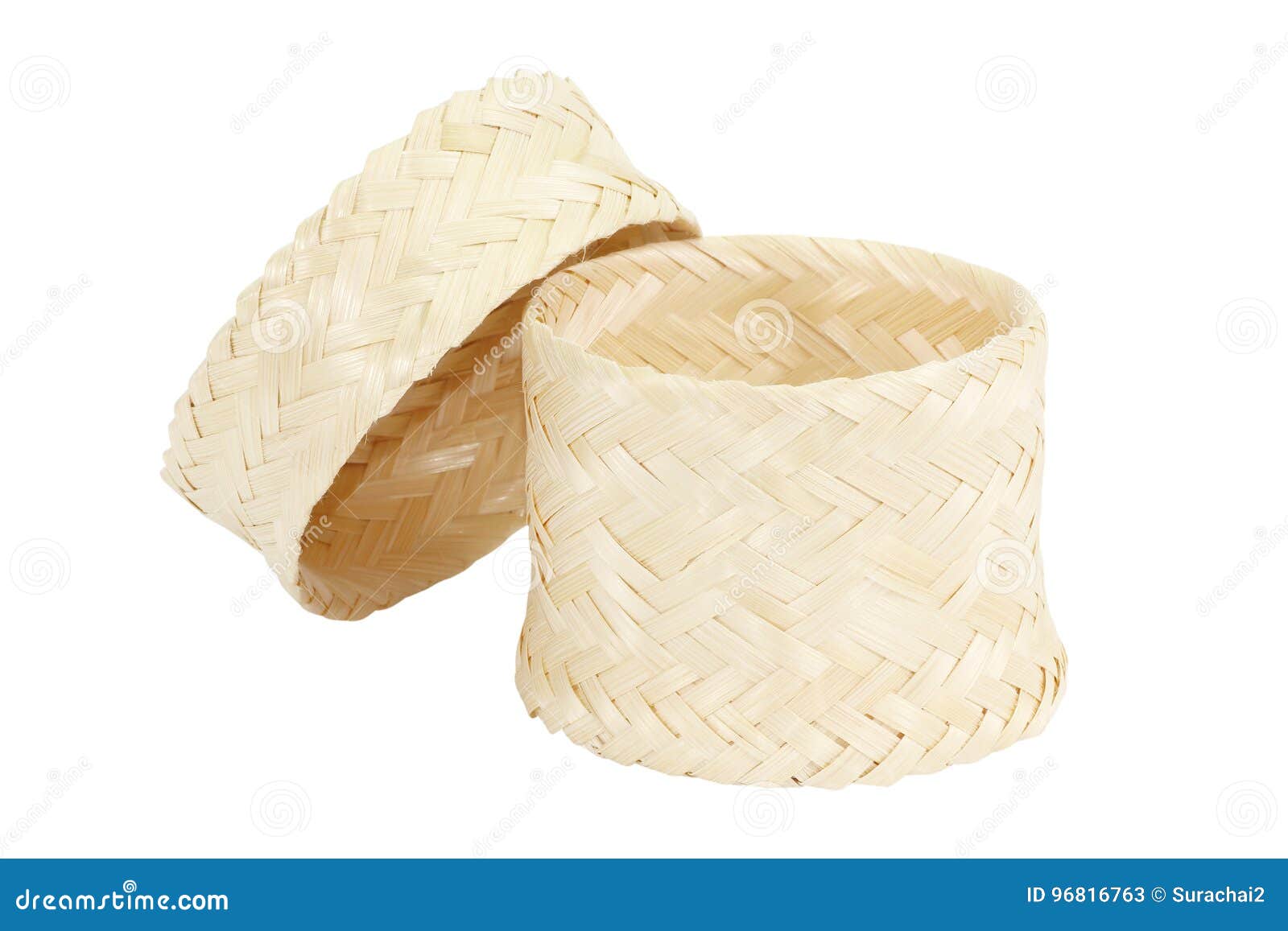Bamboo Rice Box Thai Style on White Stock Image - Image of lifestyle ...