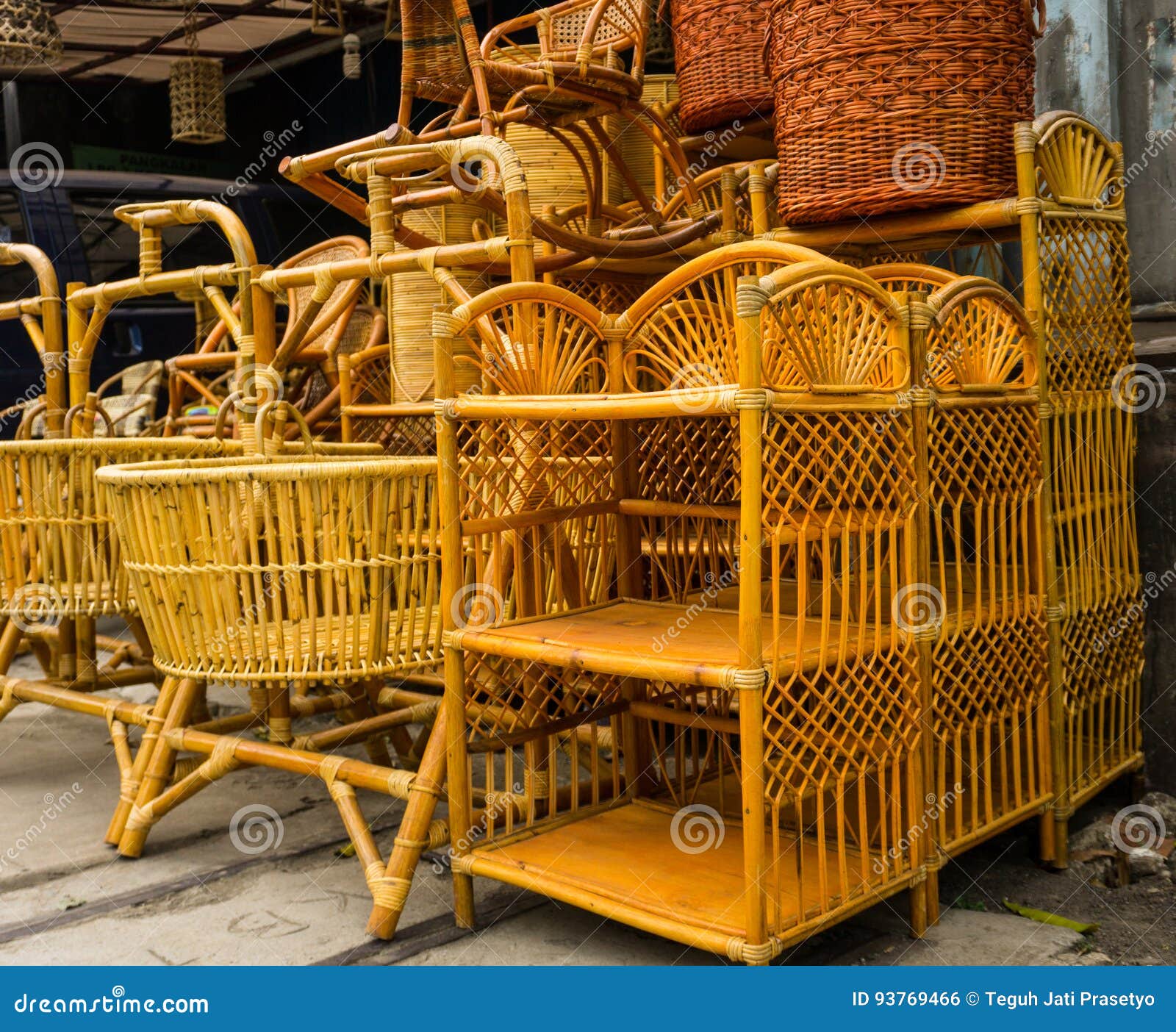 Bamboo Rotan Rattan Handmade Traditional Object Handicrafts Stack in ...