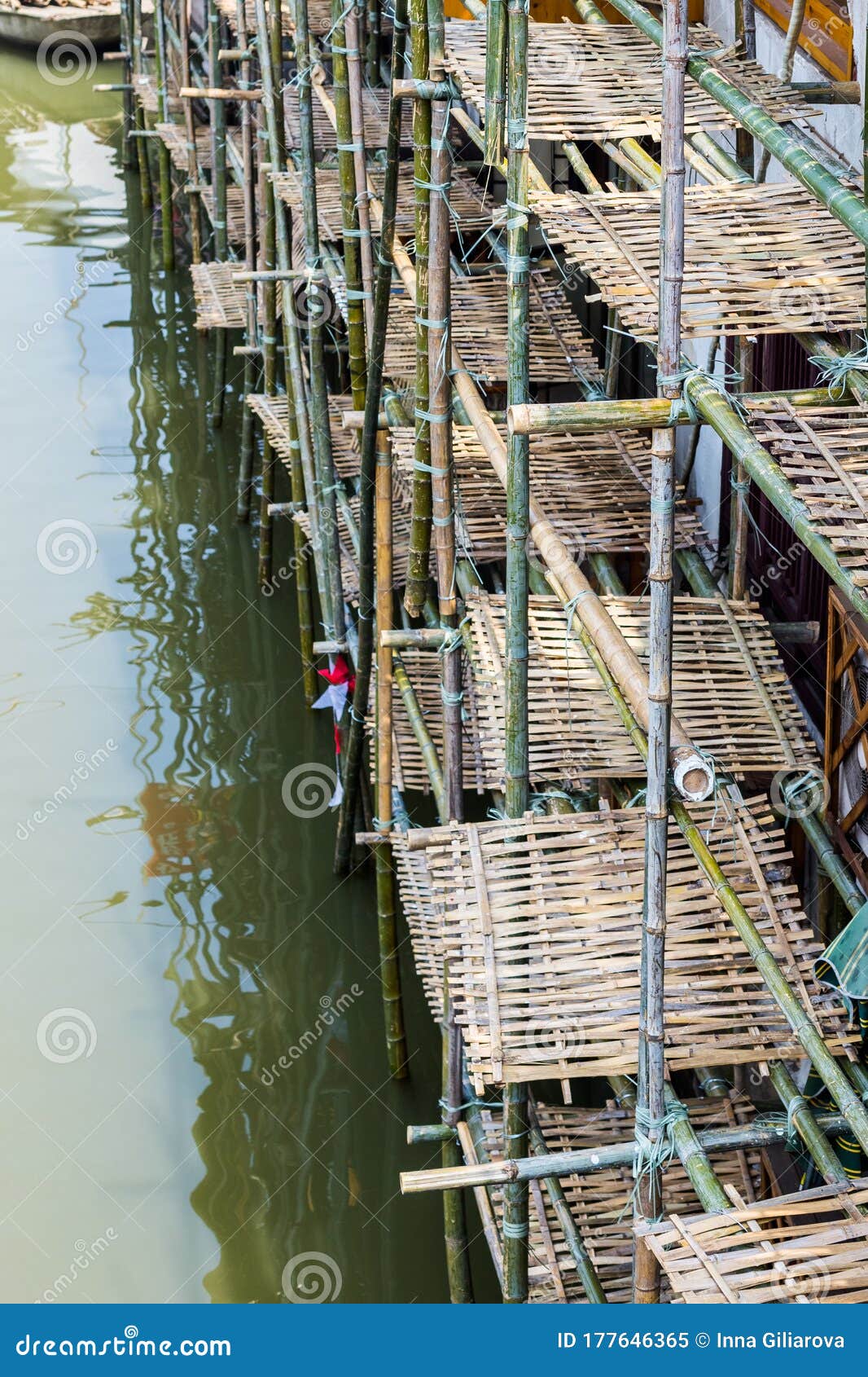Bamboo Scaffolding. Chinese Building Reconstruction Stock Image - Image ...