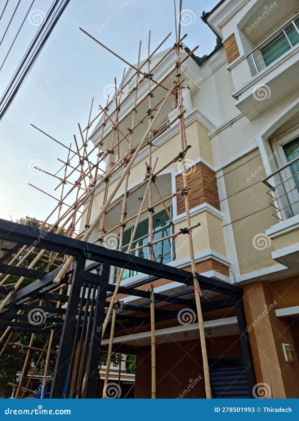 Bamboo Scaffolding for Construction Stock Image - Image of wallpaper ...