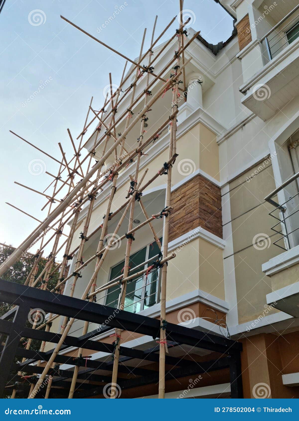 Bamboo Scaffolding for Construction Stock Photo - Image of work ...