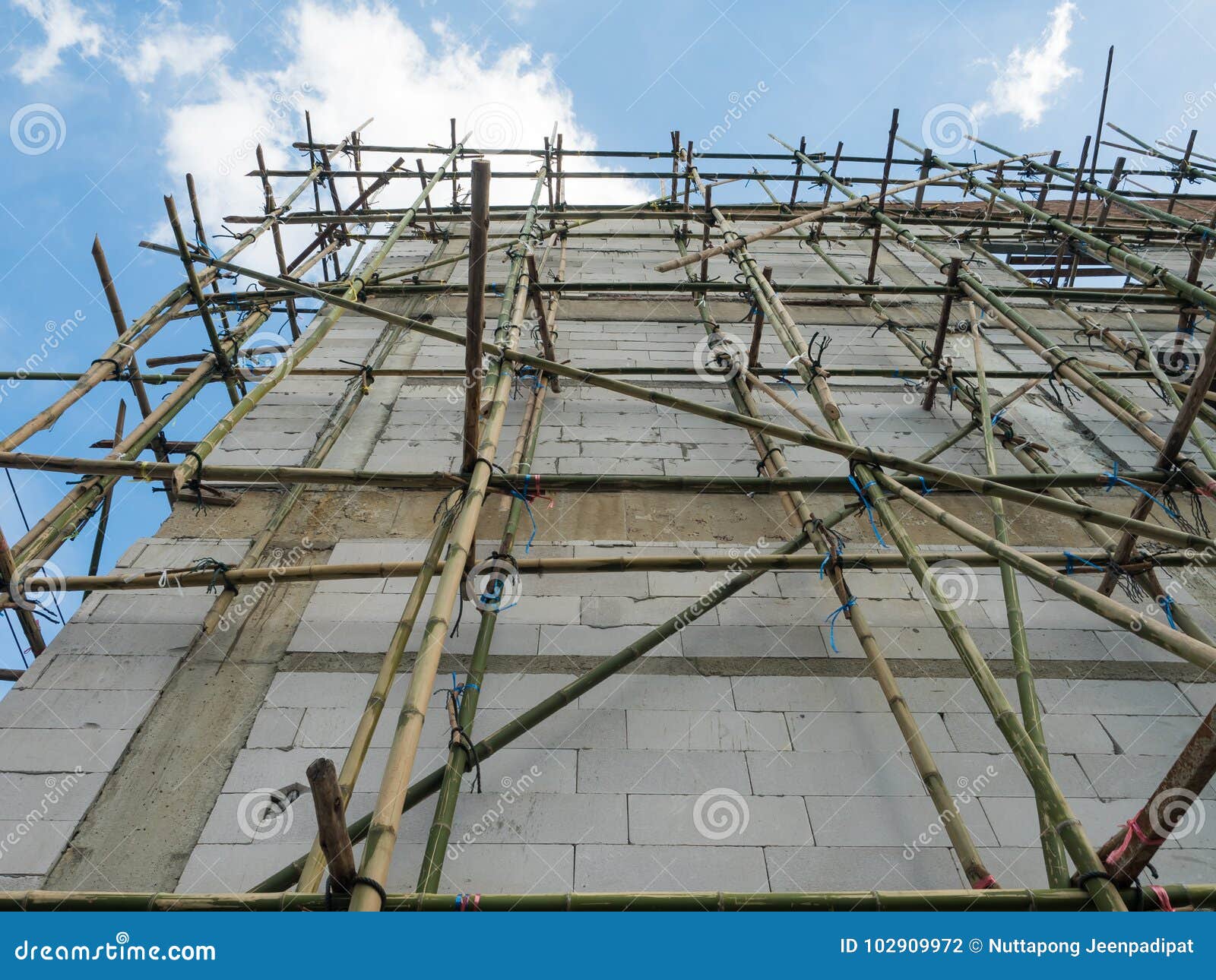 Bamboo Scaffolding in Construction Site Stock Photo - Image of safety ...