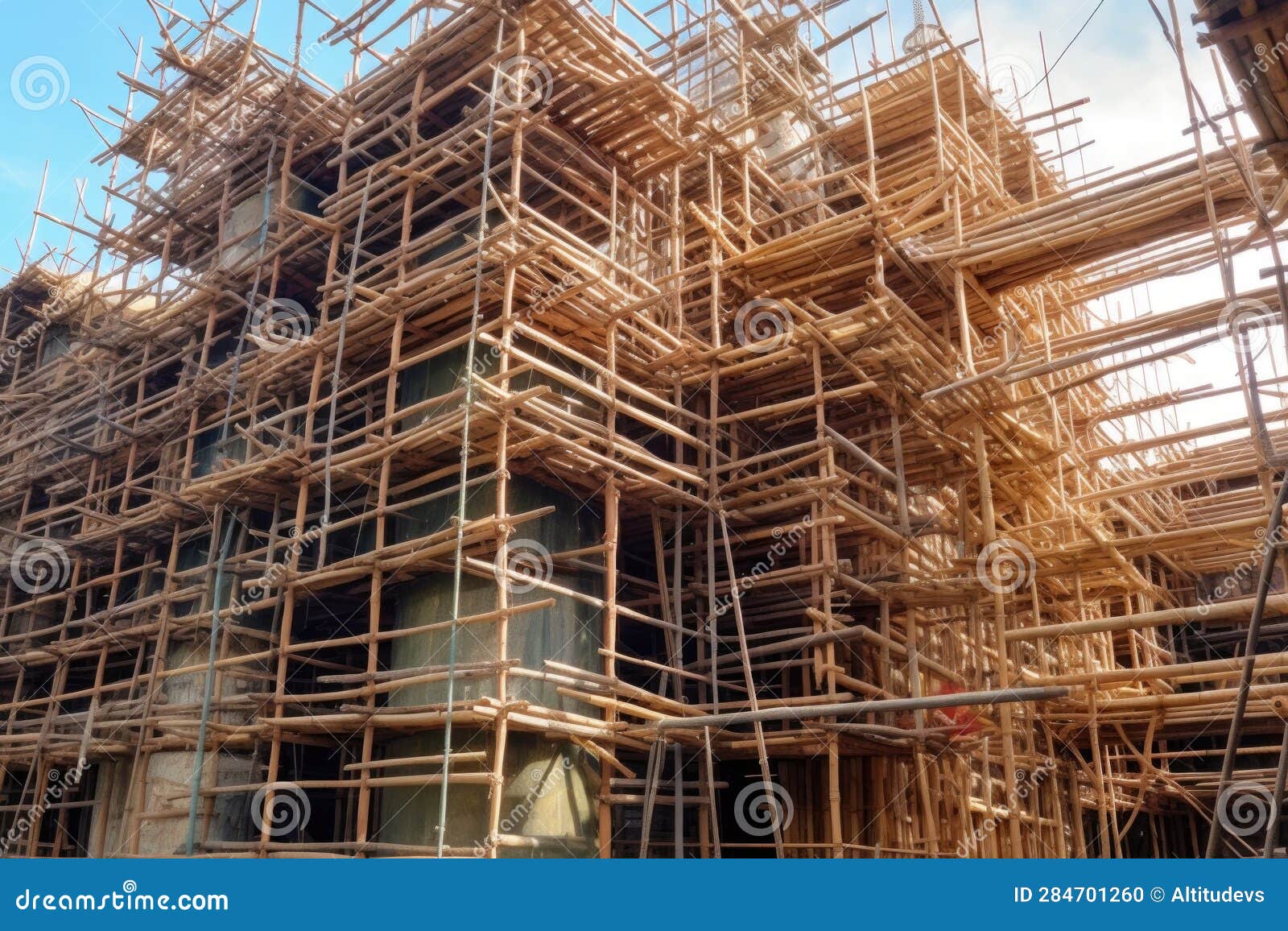 Bamboo Scaffolding Sections Stacked for Construction Stock Photo ...
