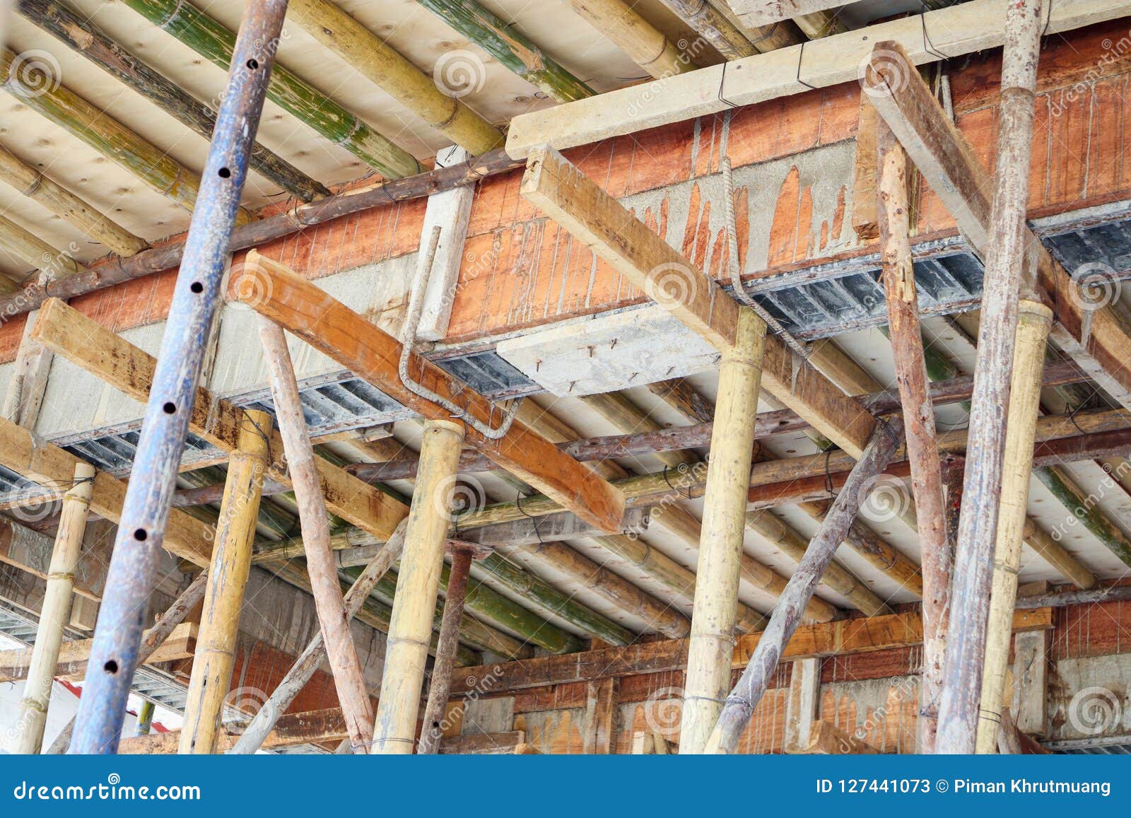 Bamboo Scaffolding Support Concrete Beam Stock Image - Image of design ...