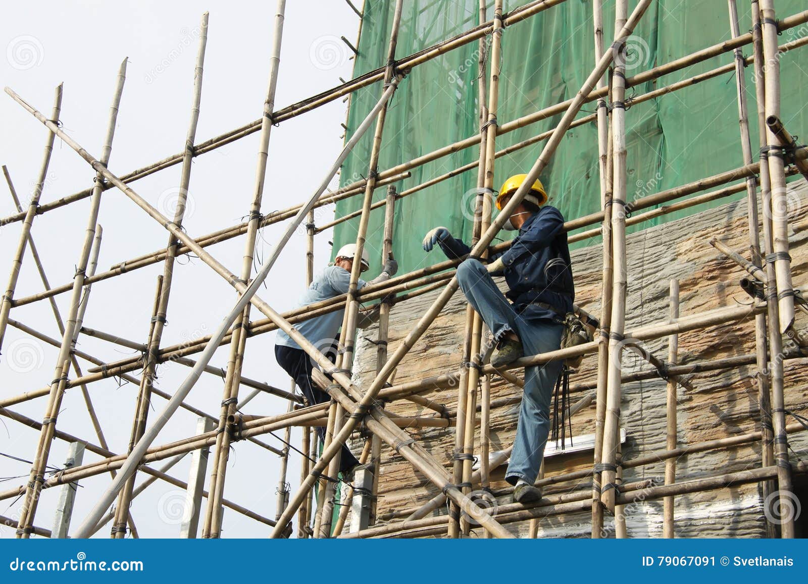 Bamboo Scaffolding, Workers Editorial Photo - Image of engineering ...