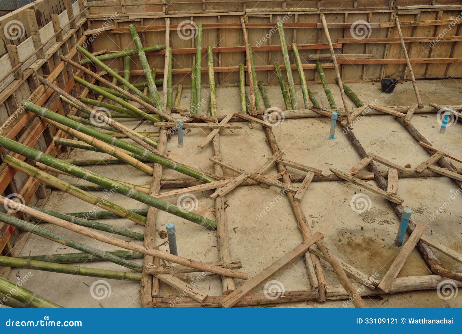 Bamboo Scaffolds in Construction Site. Stock Image - Image of crutches ...