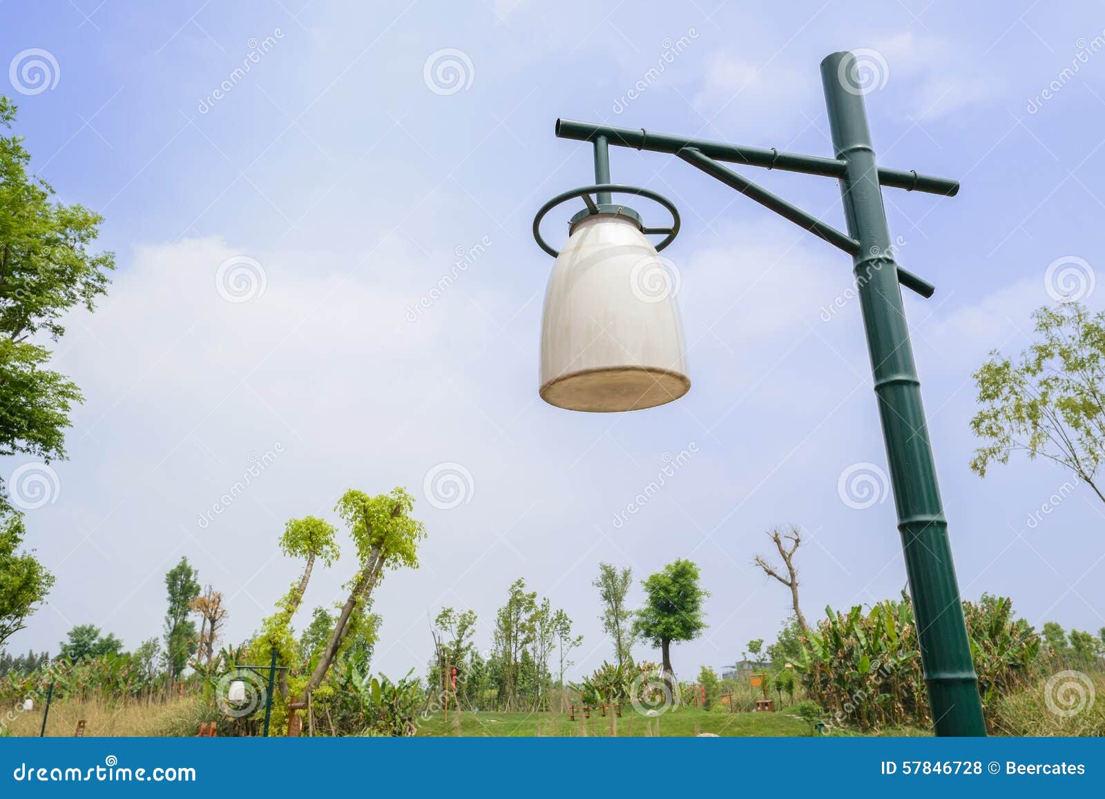 Bamboo-shaped Lamppost in Sunny Spring Sky Stock Photo - Image of sunny ...