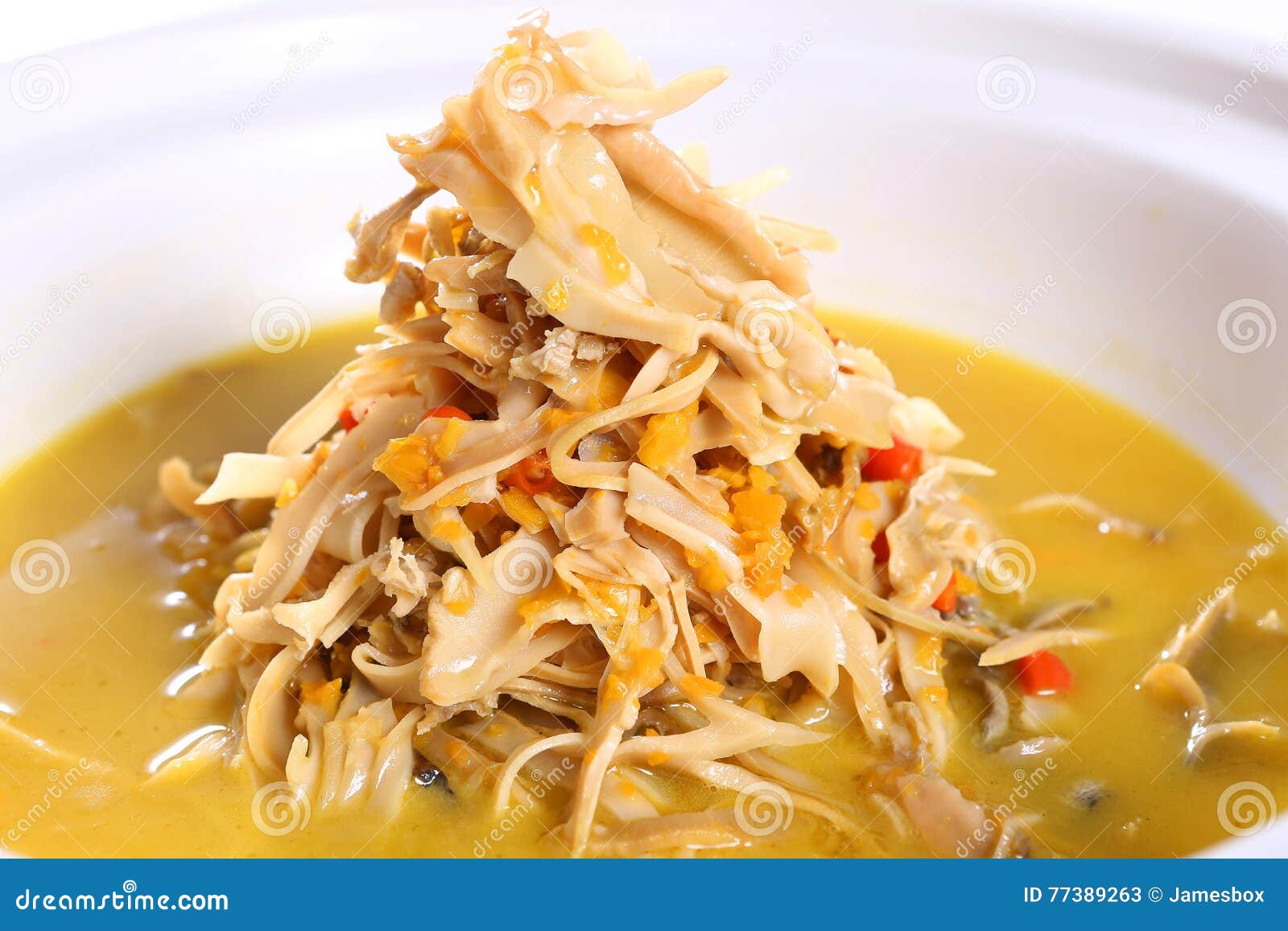 Bamboo Shoots Soup on White Bowl in Restaurant Stock Image - Image of ...