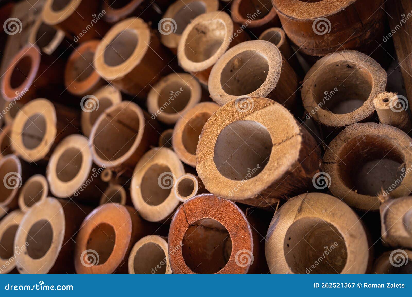Bamboo Slices of an Old Natural Decorated Wall Stock Image - Image of ...