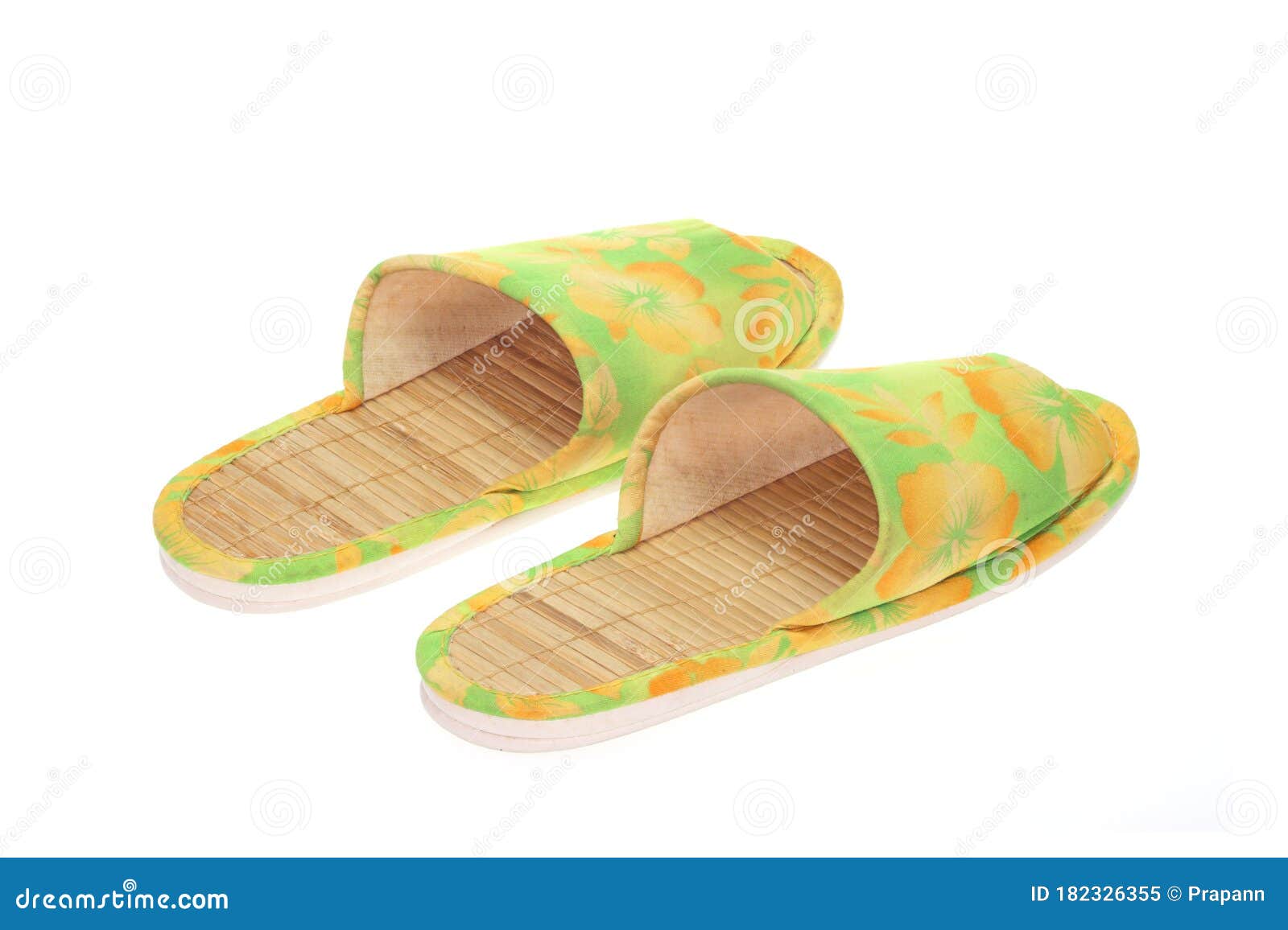 Bamboo slippers, isolated stock image. Image of comfortable - 182326355