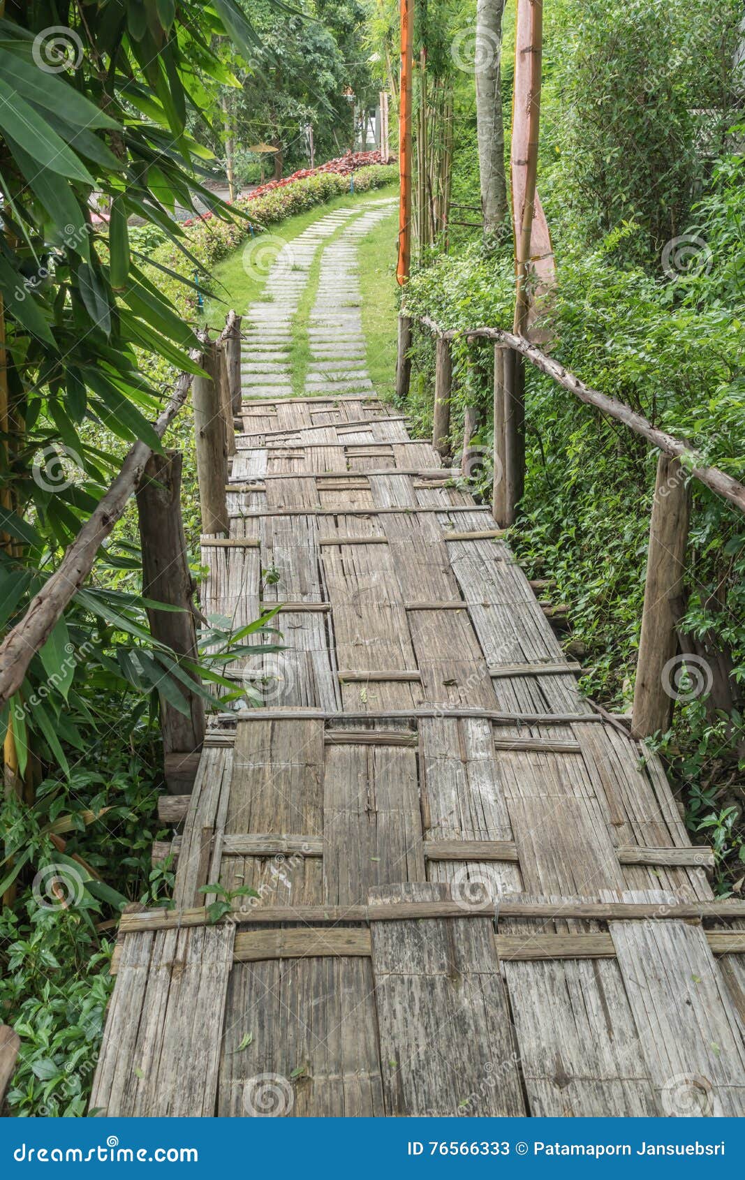 Bamboo Stair and Concrete Pathway Stock Image - Image of stair, bamboo ...