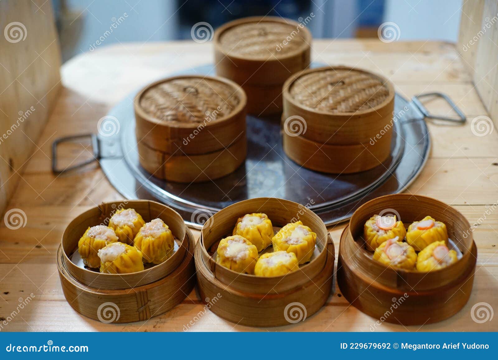 Bamboo Steamer Set for Dim Sum or Bun, Chinese Kitchenware Stock Photo ...