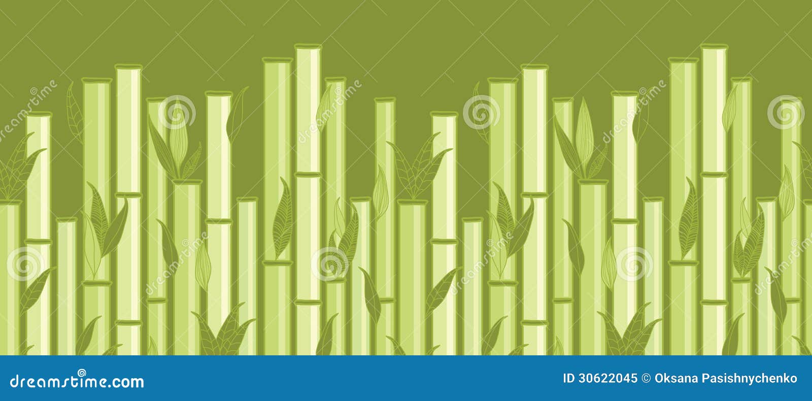 Bamboo Stems and Leaves Horizontal Seamless Stock Vector - Illustration ...