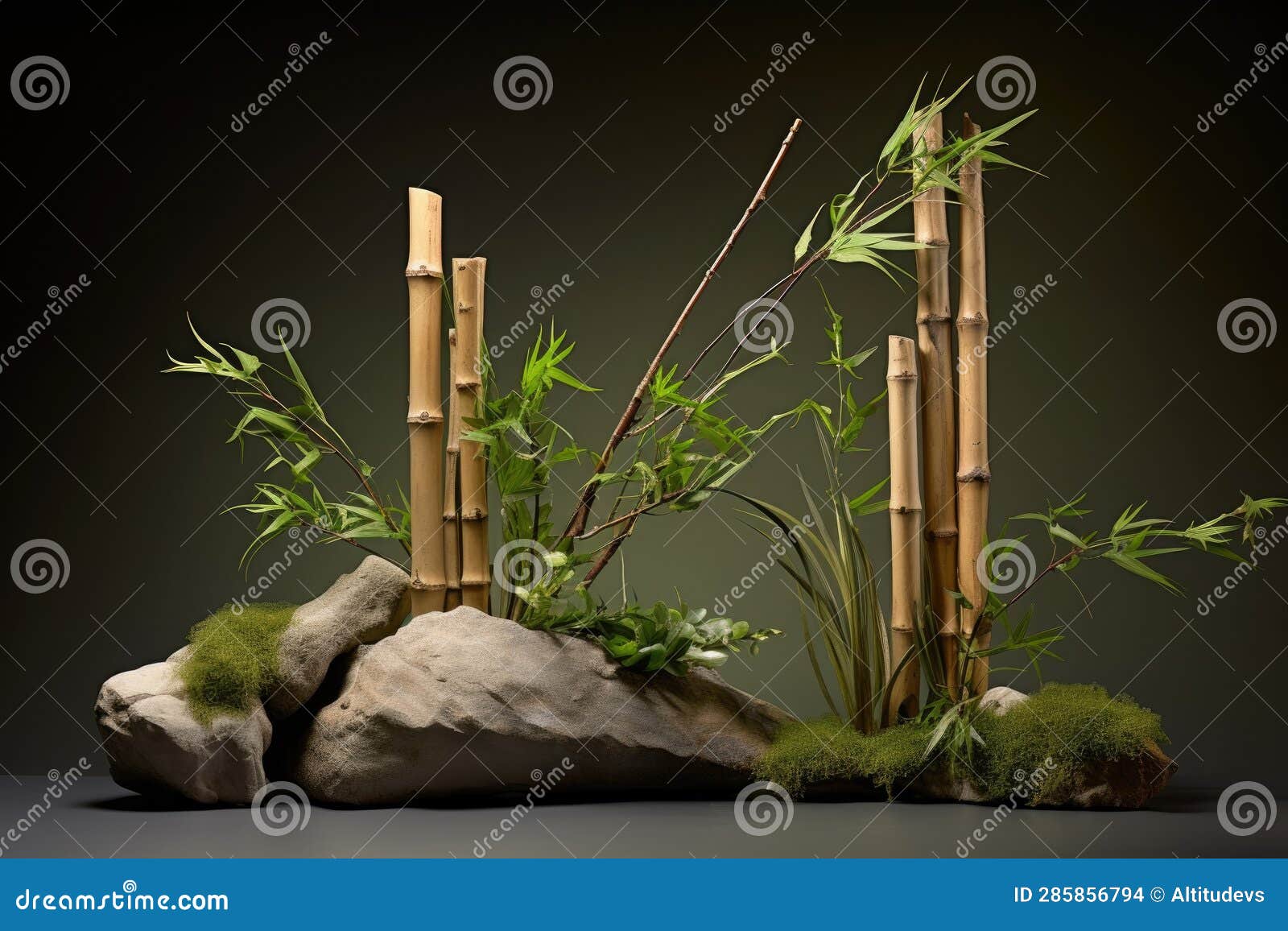 Bamboo and Stone Arrangement for Zen-like Atmosphere Stock Photo ...