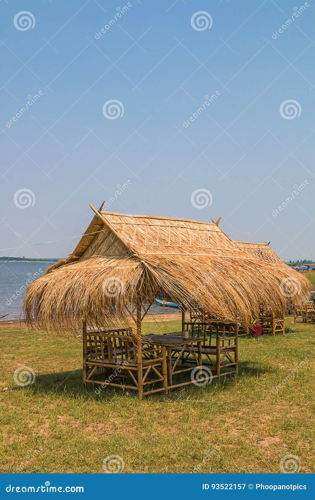 Bamboo straw roof hut stock image. Image of countryside - 93522157
