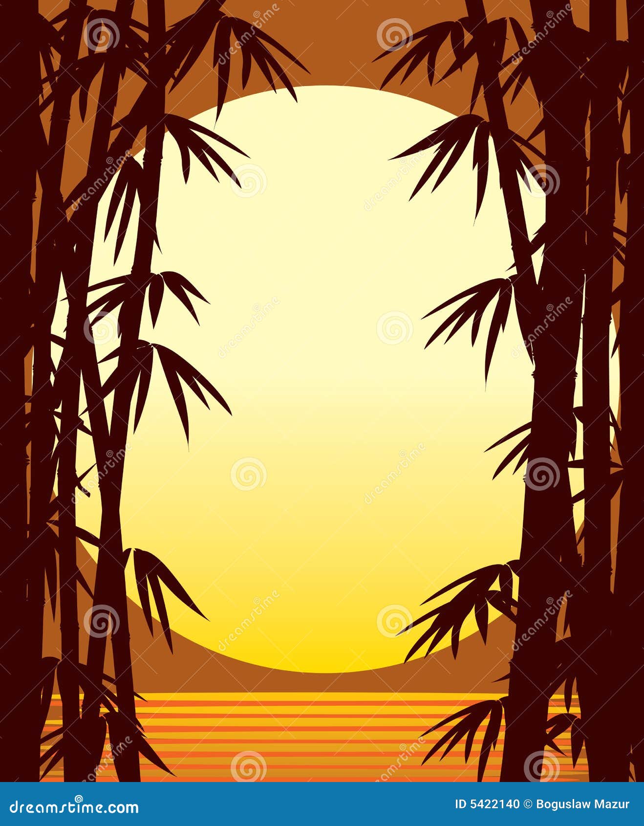 Bamboo sunset stock vector. Illustration of grass, decoration - 5422140