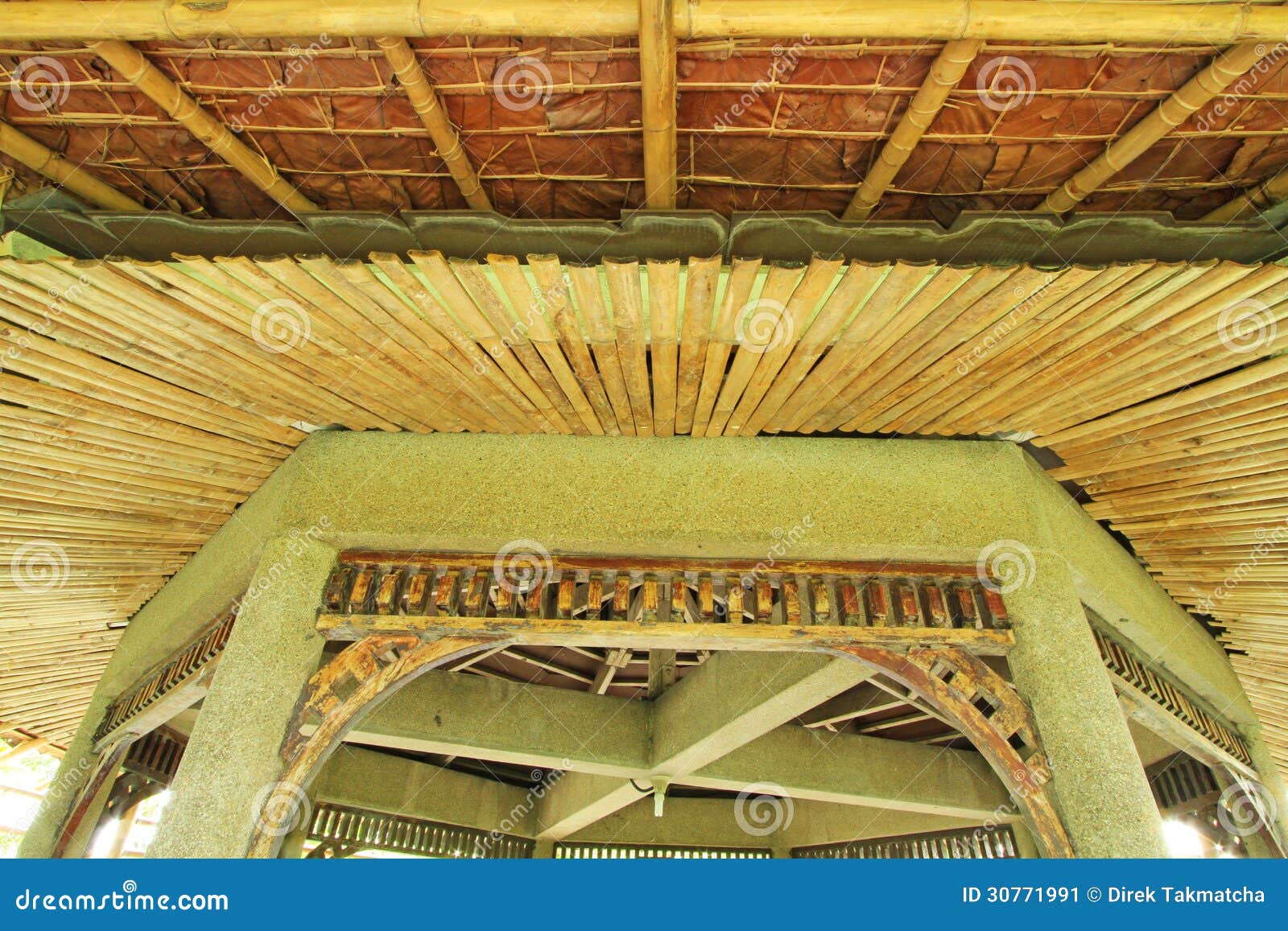 Bamboo and Thatch with Cement Structure Stock Image - Image of asia ...