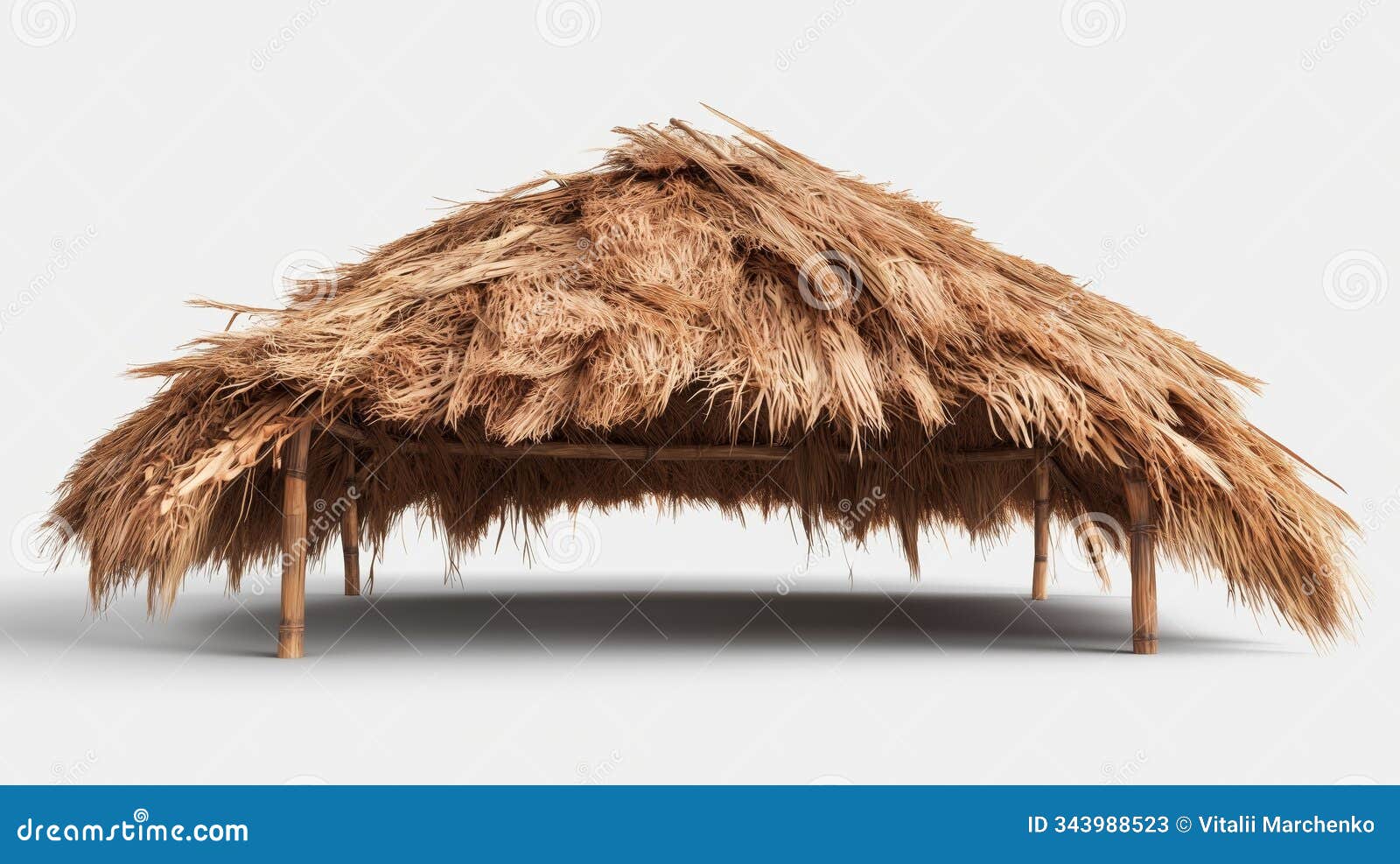 Bamboo Thatched Hut Front View on White Background for Architectural ...