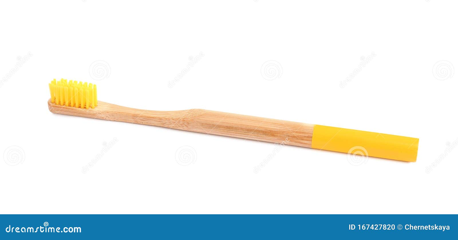 Bamboo Toothbrush with Yellow Bristle Isolated Stock Photo - Image of ...