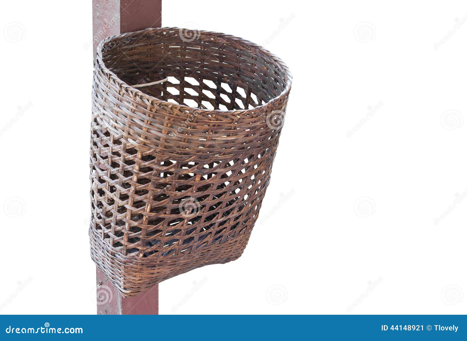 Bamboo Trash Basket Isolated Background Stock Image - Image of handmade ...