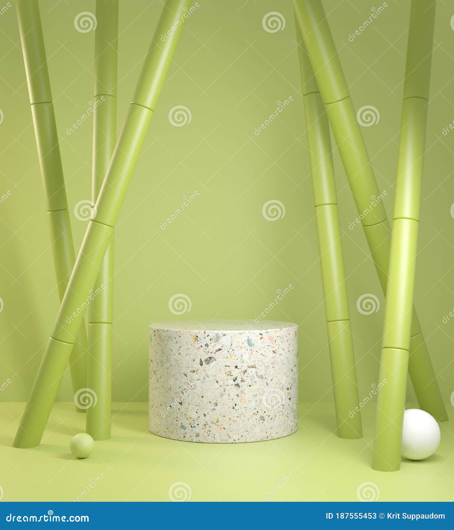 Bamboo Tree Concept with Minimal Modern Podium 3d Render Stock ...
