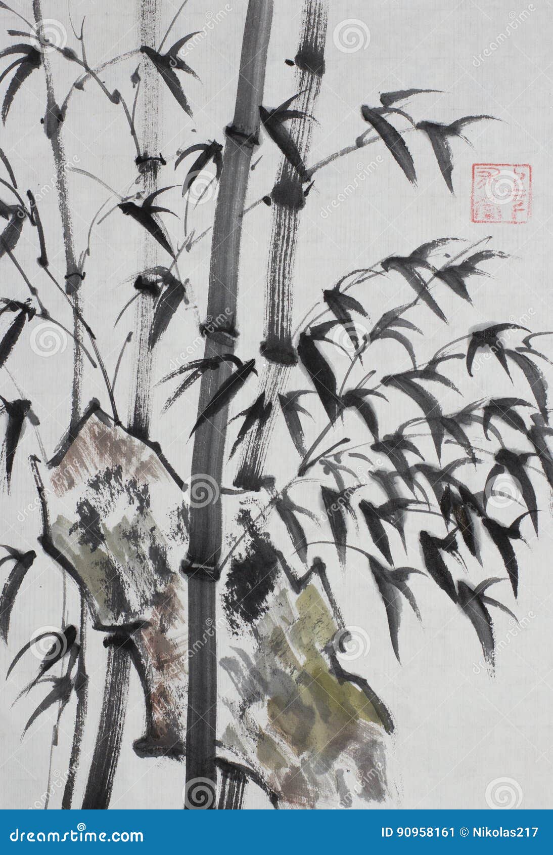Bamboo Trees in Chinese Style Stock Illustration - Illustration of ...